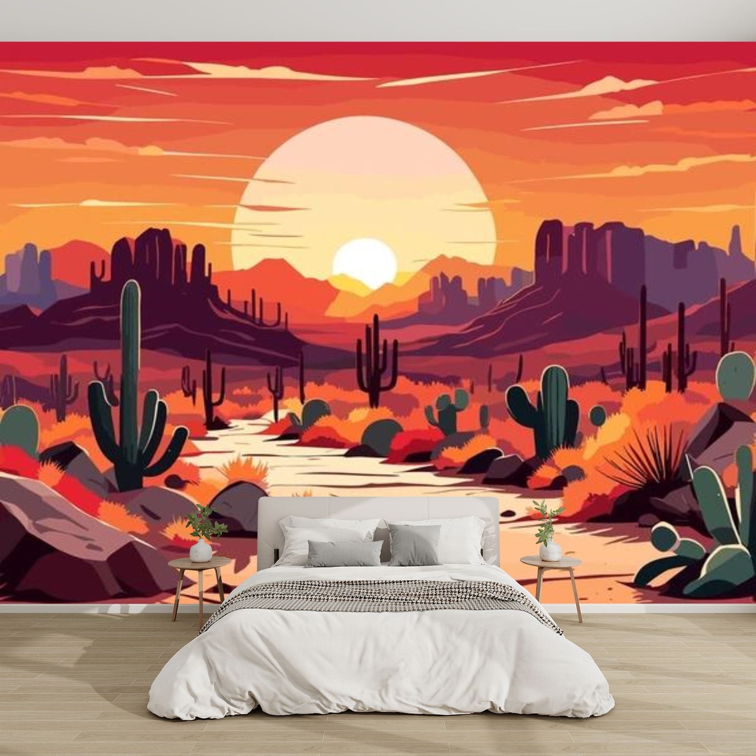 Modern Wallpaper Murals 3D Sunset Desert abstract art Peel and Stick ...