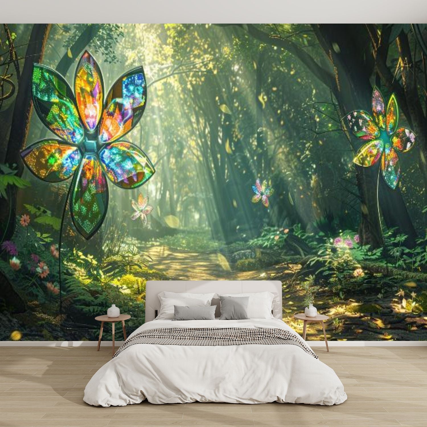 Modern Wallpaper Murals 3D Translucent Petal Leaf Artwork Soft Light ...