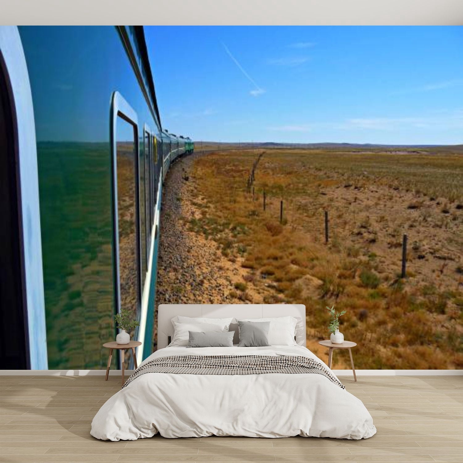 Modern Wallpaper Murals 3D Transsiberian railway train running ...