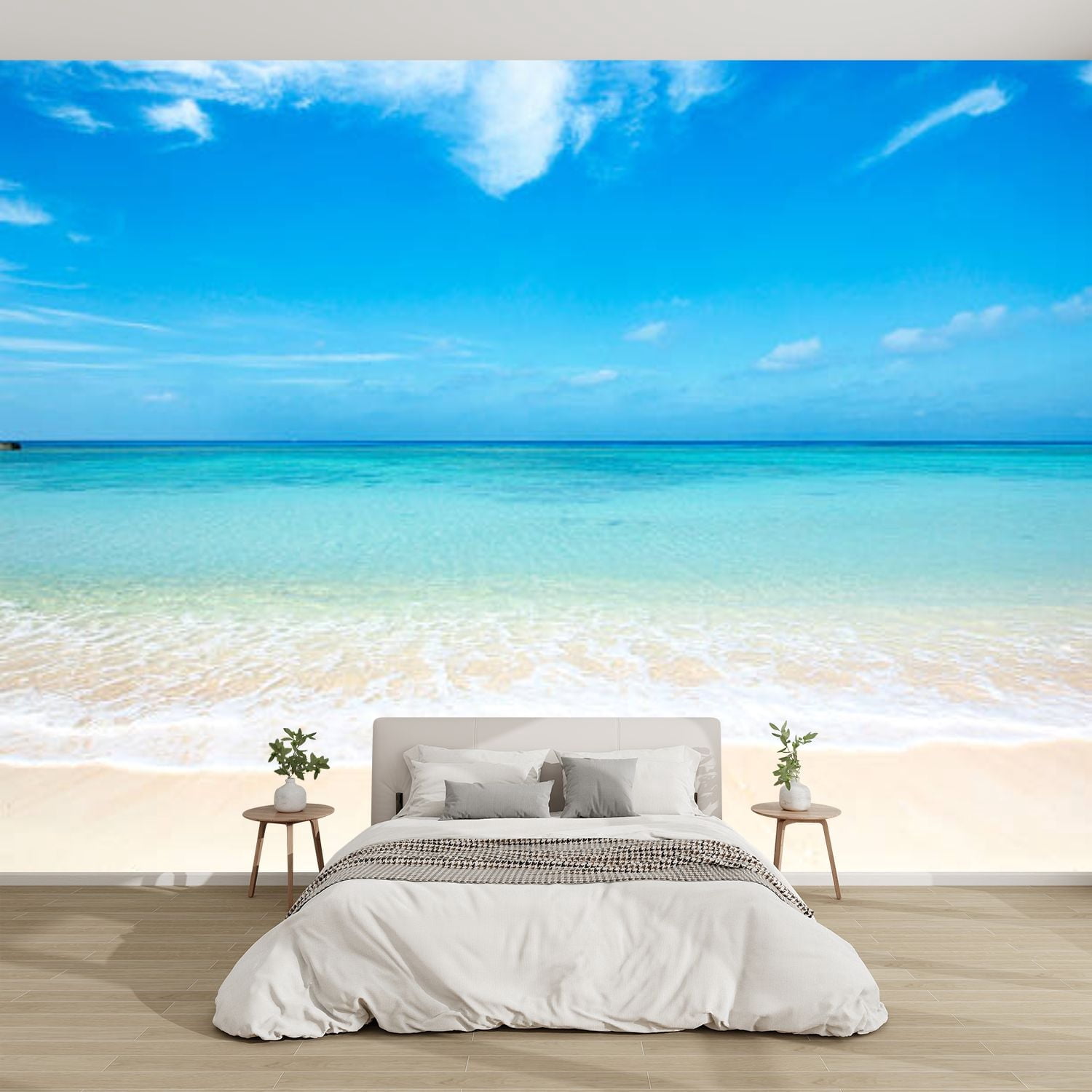 Modern Wallpaper Murals 3D Tropical beach Okinawa sunny day Peel and ...