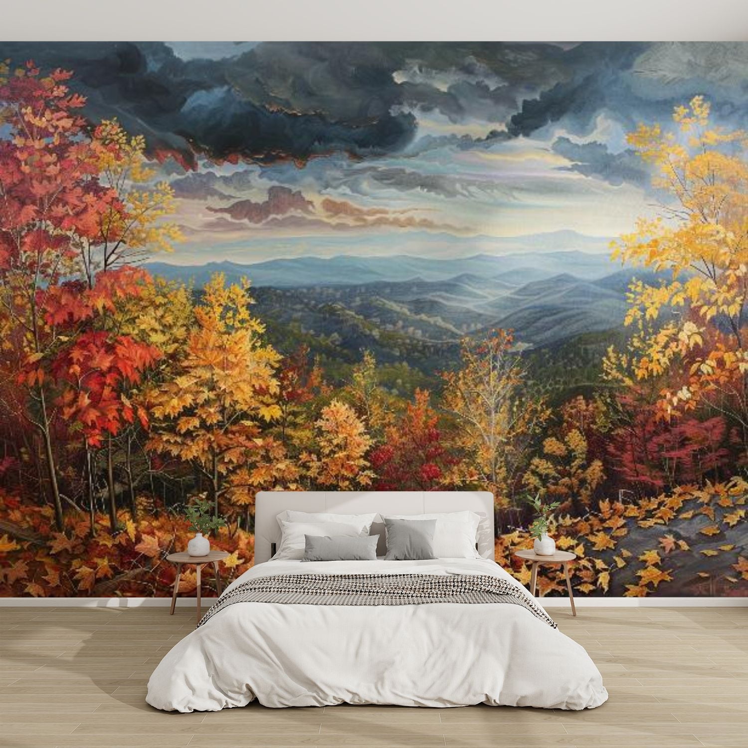 Modern Wallpaper Murals 3D Vibrant Fall Foliage Panoramic Art The ...