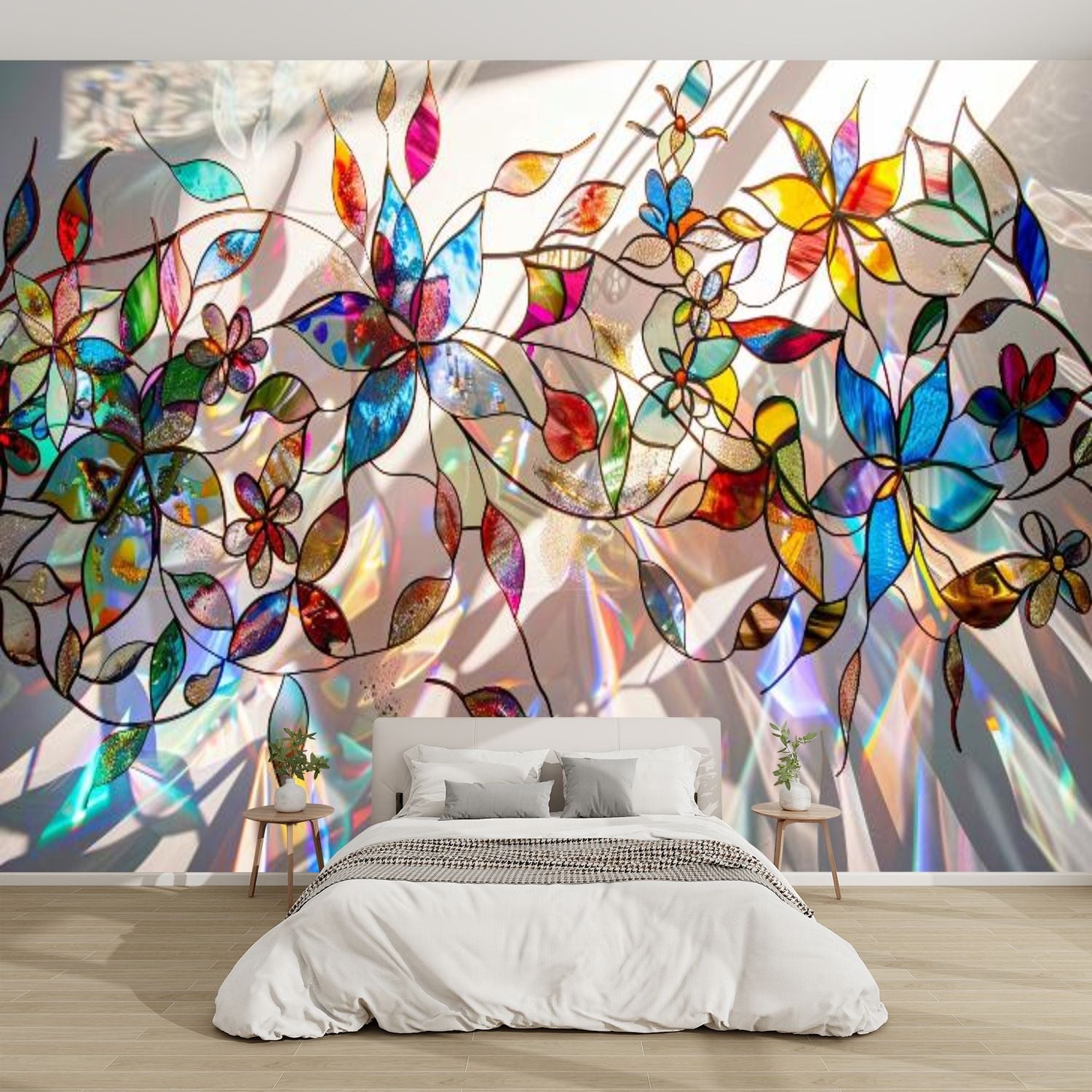 Modern Wallpaper Murals 3D Vibrant Stained Glass Petals Peel and Stick ...
