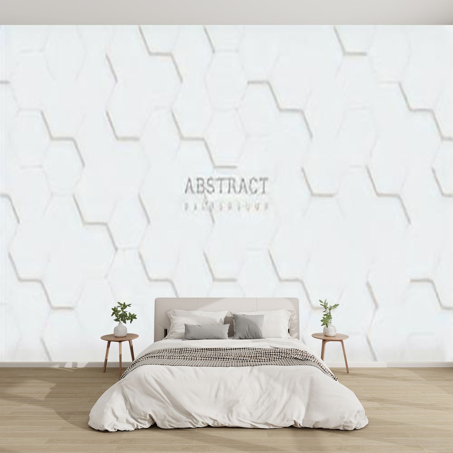 Modern Wallpaper Murals 3D White abstract hexagons Geometric backdrop ...