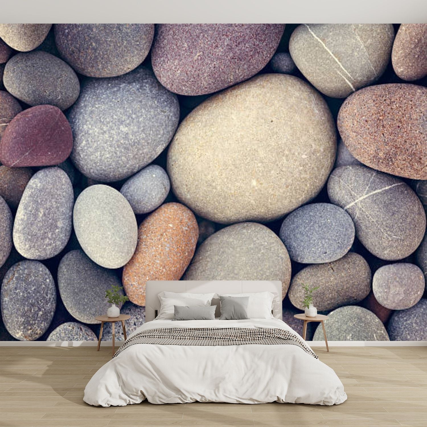 Modern Wallpaper Murals 3D abstract dry round pebble stones macro Peel ...