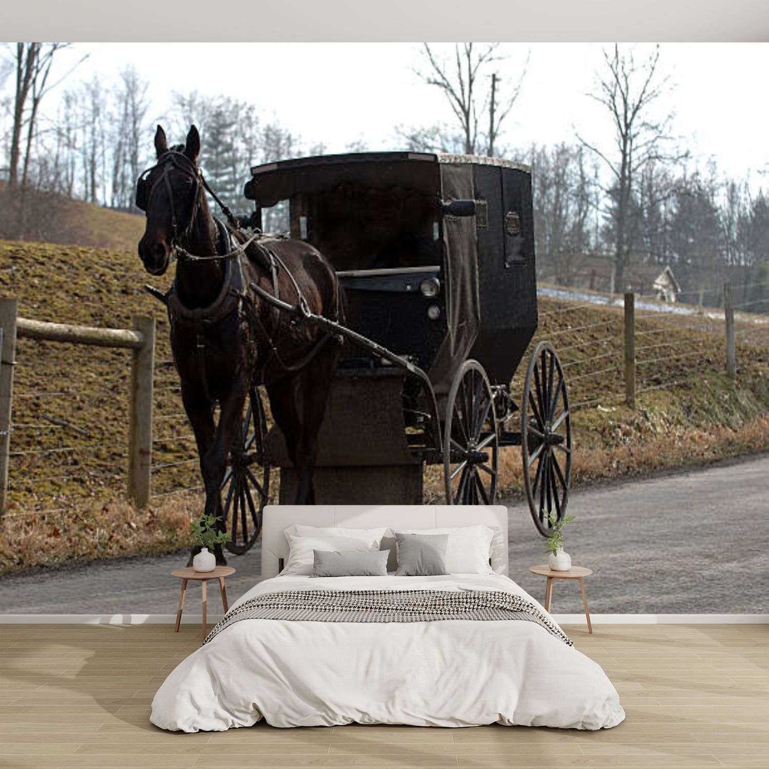 Modern Wallpaper Murals 3D amish horse Peel and Stick Removable Self ...