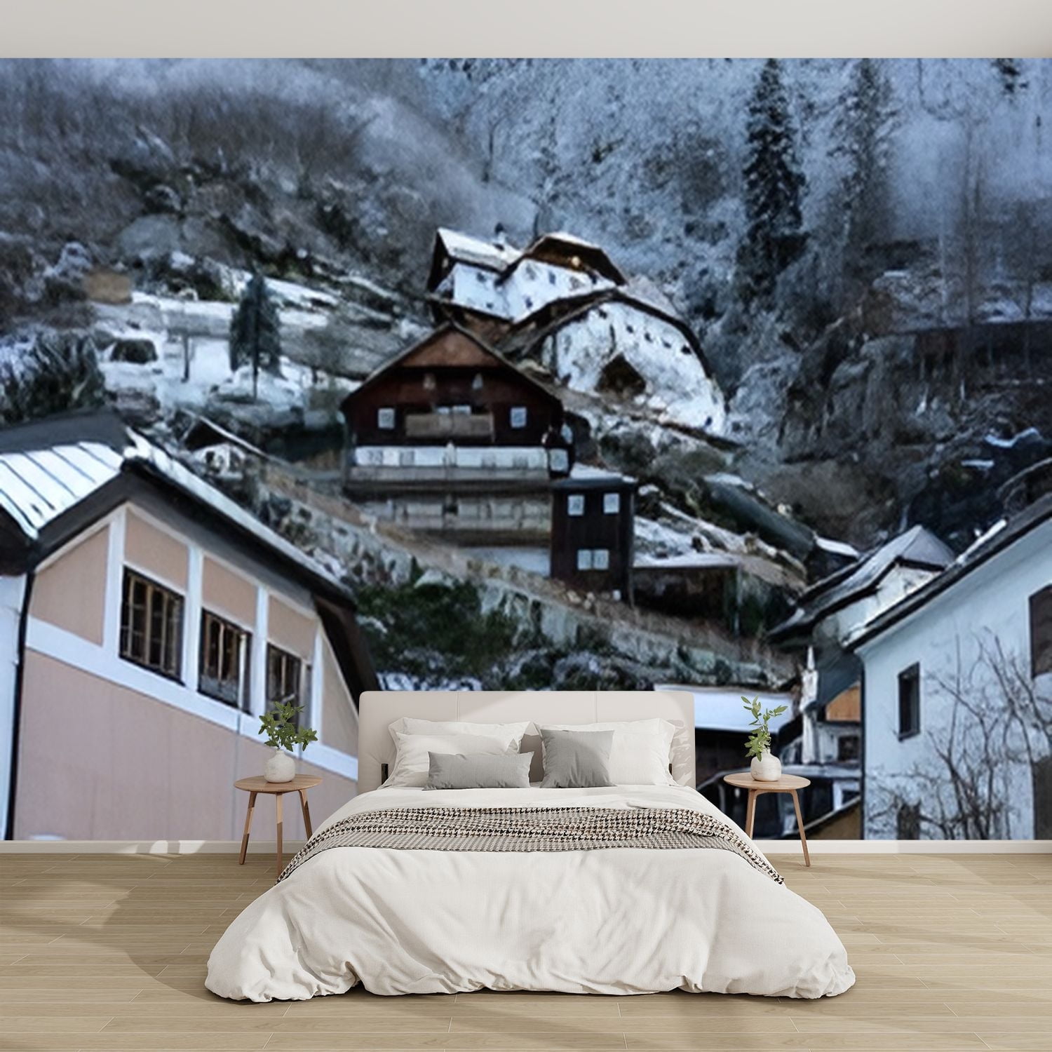 Modern Wallpaper Murals 3D beautiful cityscape city Hallstatt Austria ...