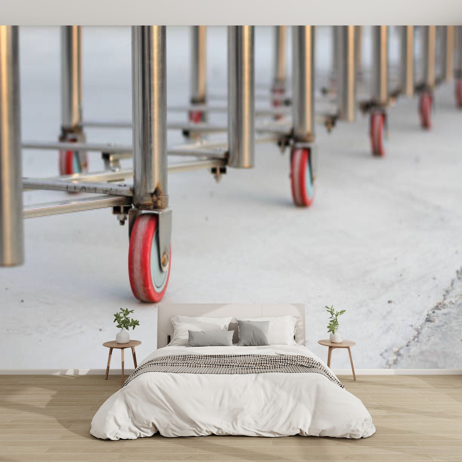 Modern Wallpaper Murals 3D close up fence wheels Peel and Stick ...