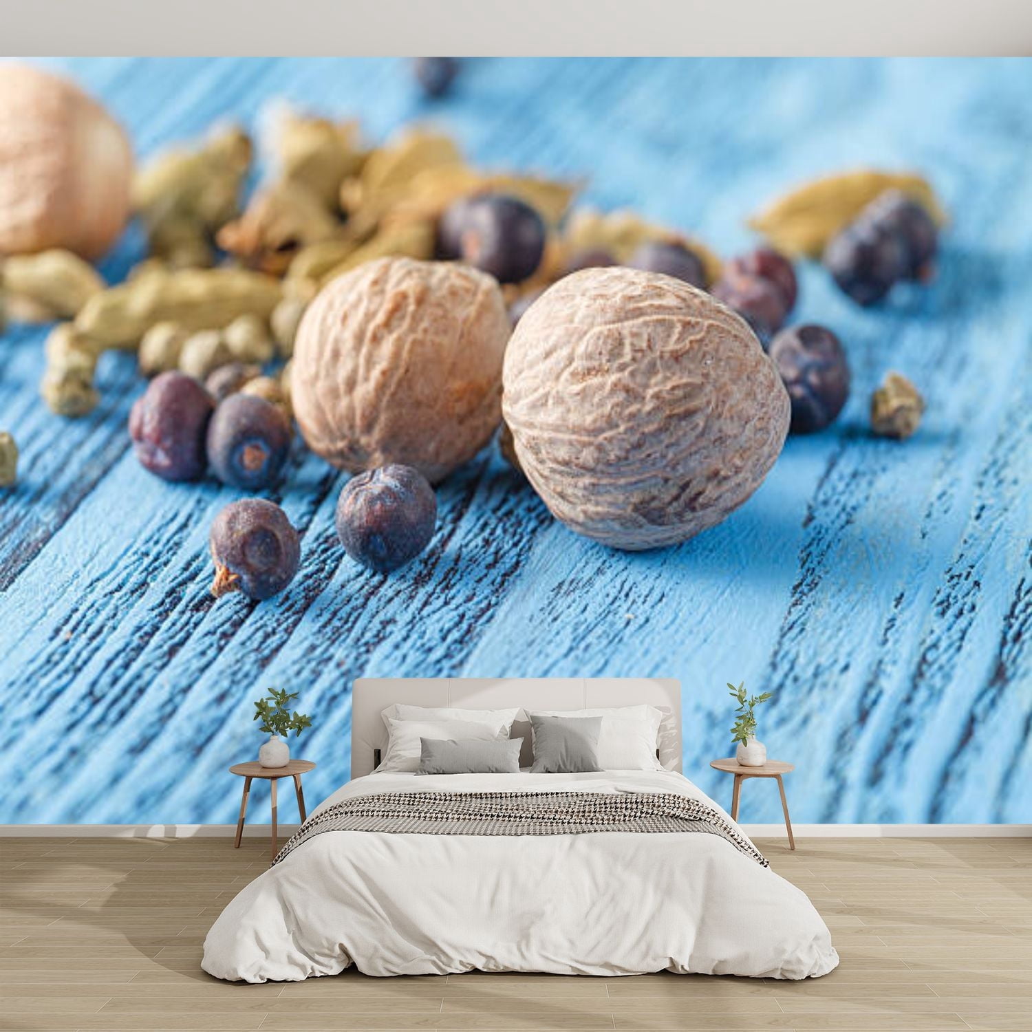Modern Wallpaper Murals 3D culinary spices wooden table Peel and Stick ...