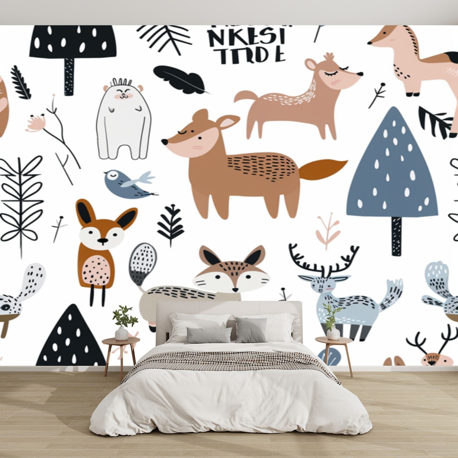 Modern Wallpaper Murals 3D hand drawn seamless repeating color childish ...