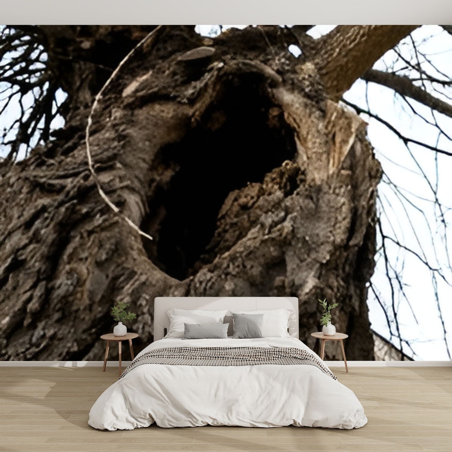 Modern Wallpaper Murals 3D hollow trunk tree texture bark Old tree ...