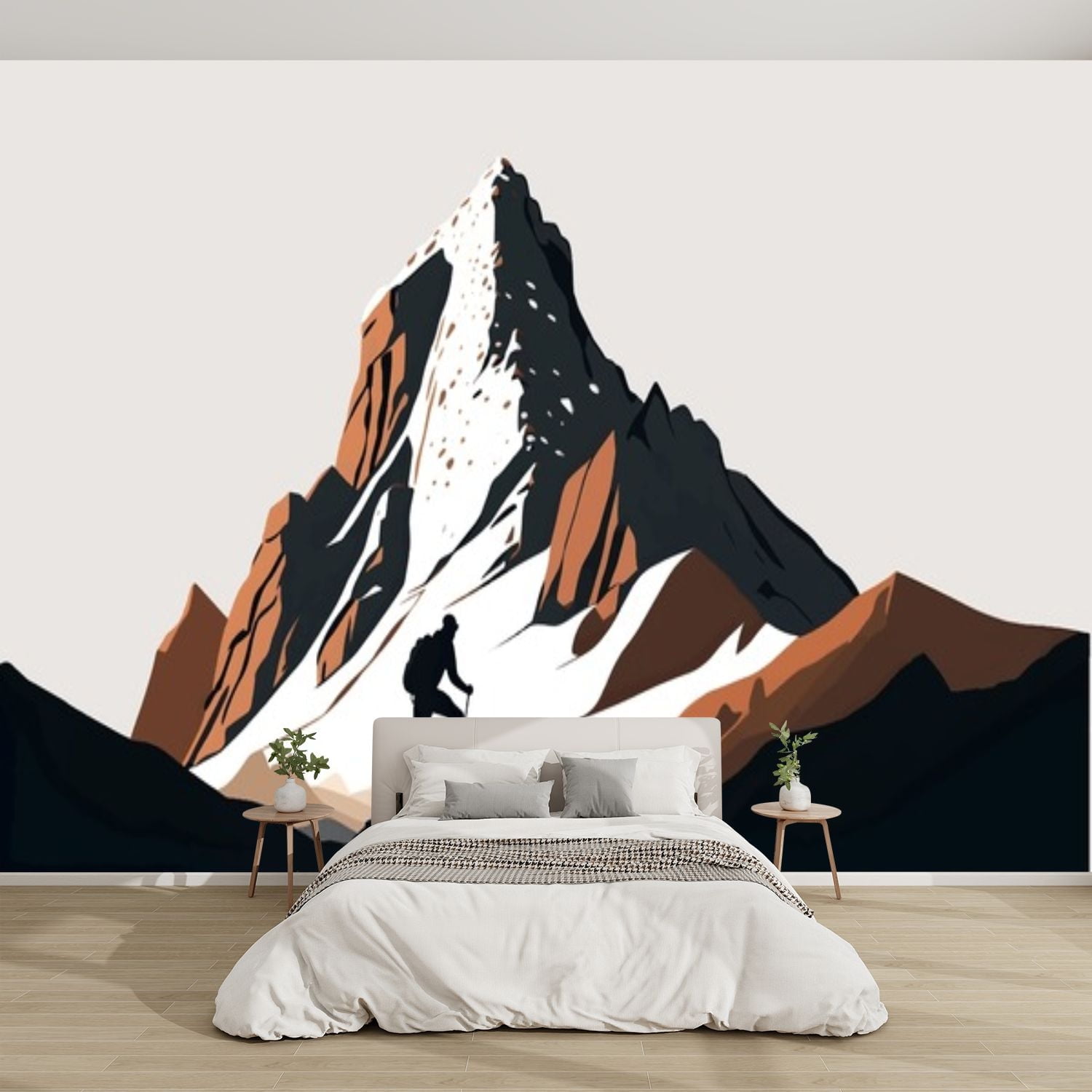 Modern Wallpaper Murals 3D man climbing mountains overcoming challenges ...