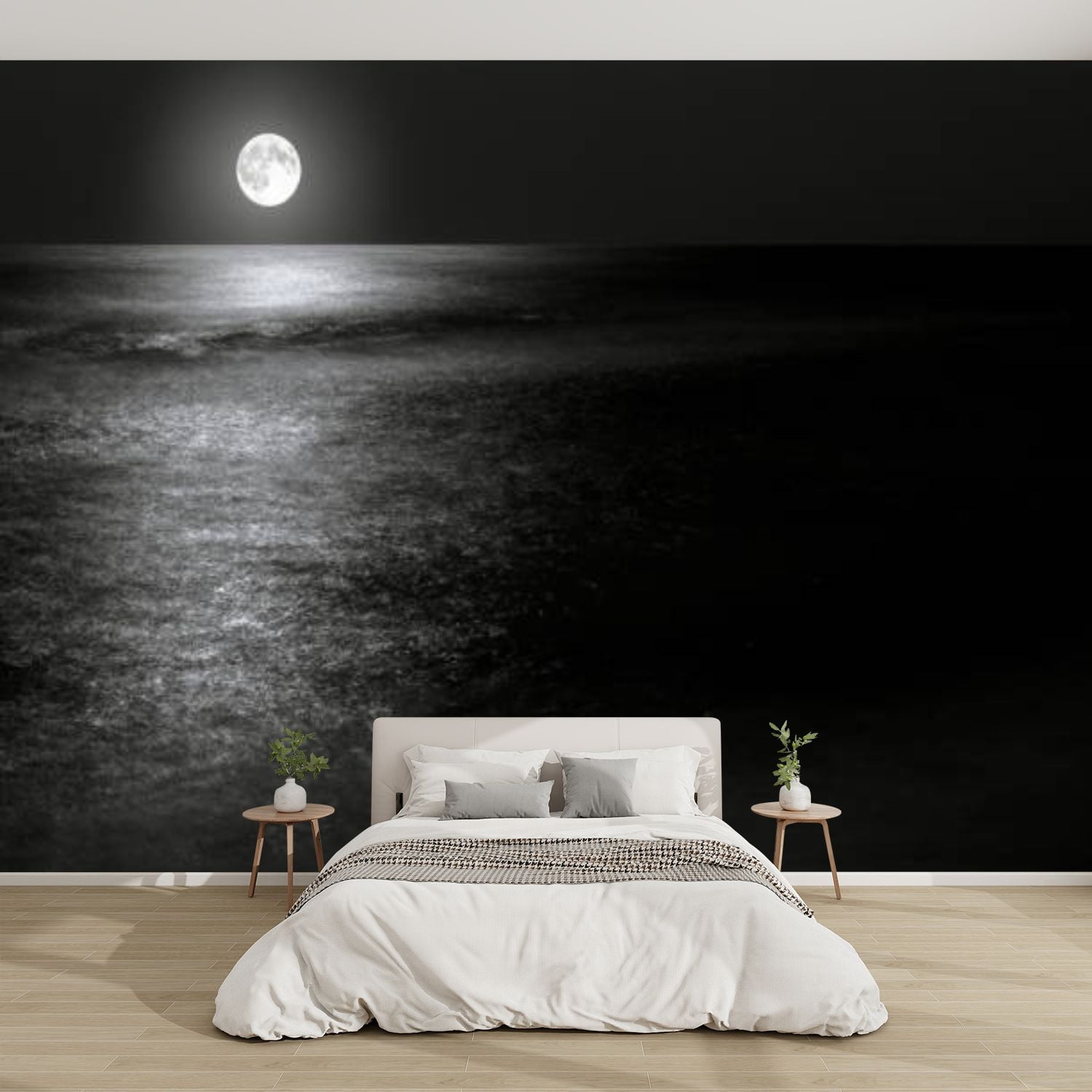 Modern Wallpaper Murals 3D moonlight waves sea long exposures Peel and ...
