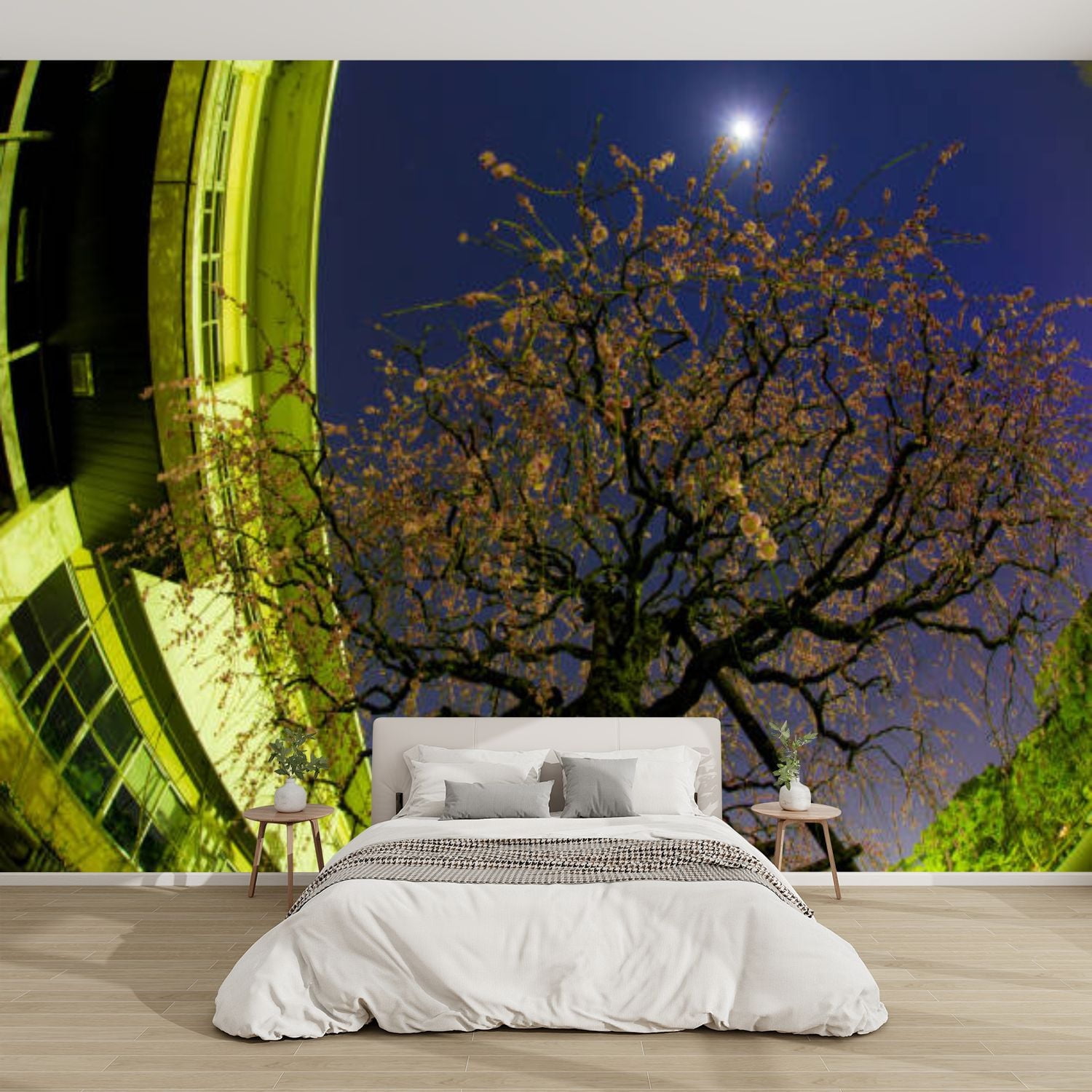 Modern Wallpaper Murals 3D night weeping cherry tree Peel and Stick ...