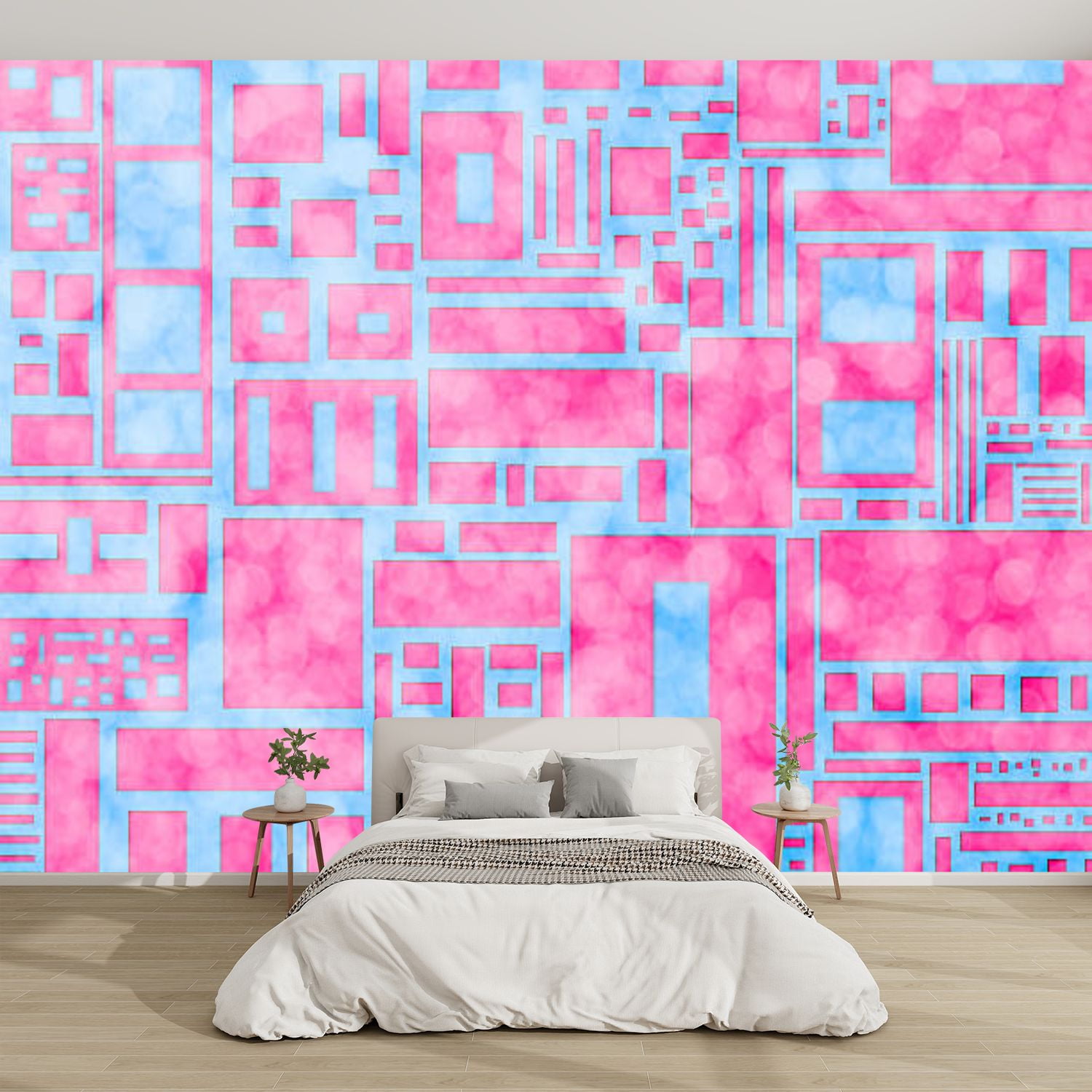 Modern Wallpaper Murals 3D rectangles abstract Peel and Stick Removable ...