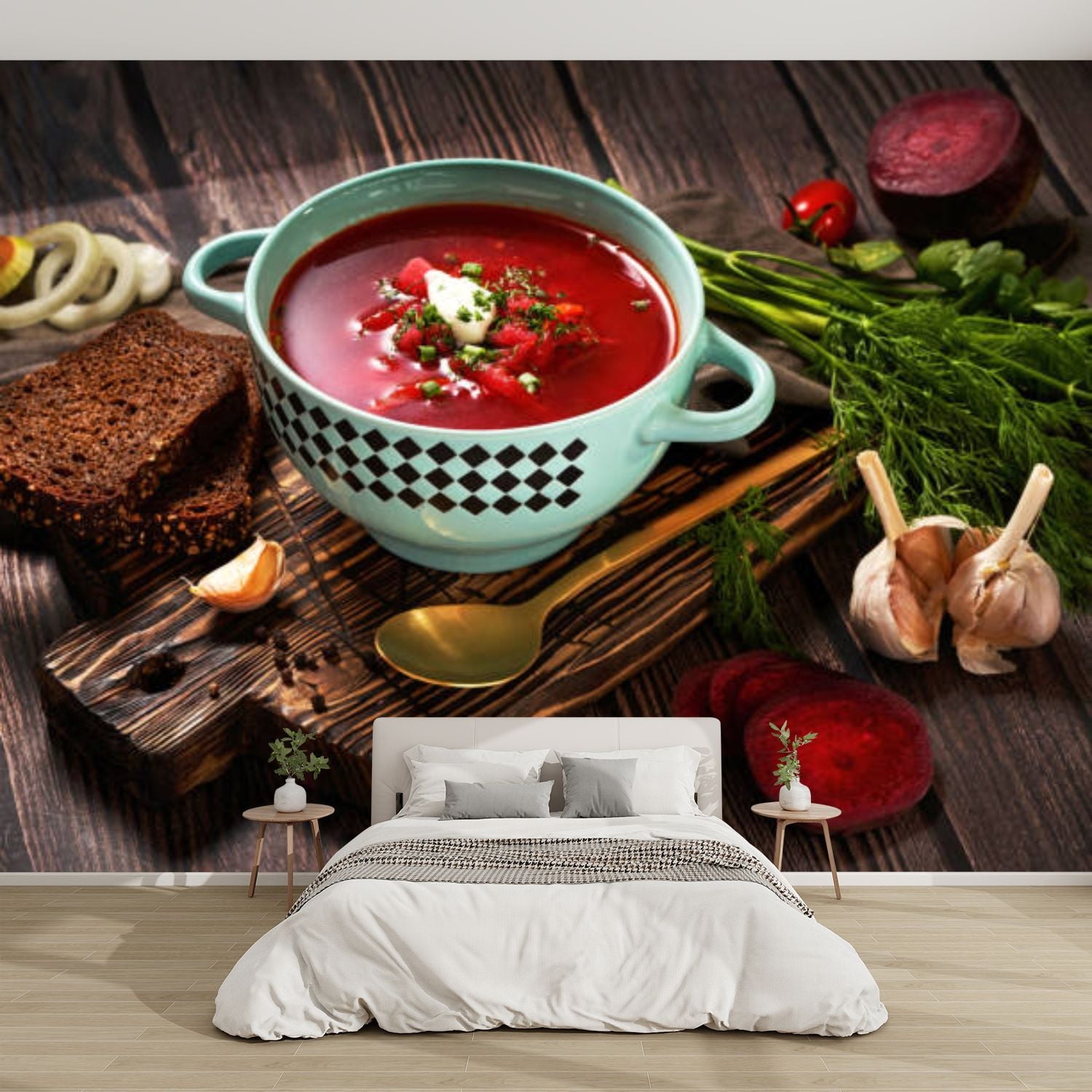 Modern Wallpaper Murals 3D red beetroot soup borsch Peel and Stick ...