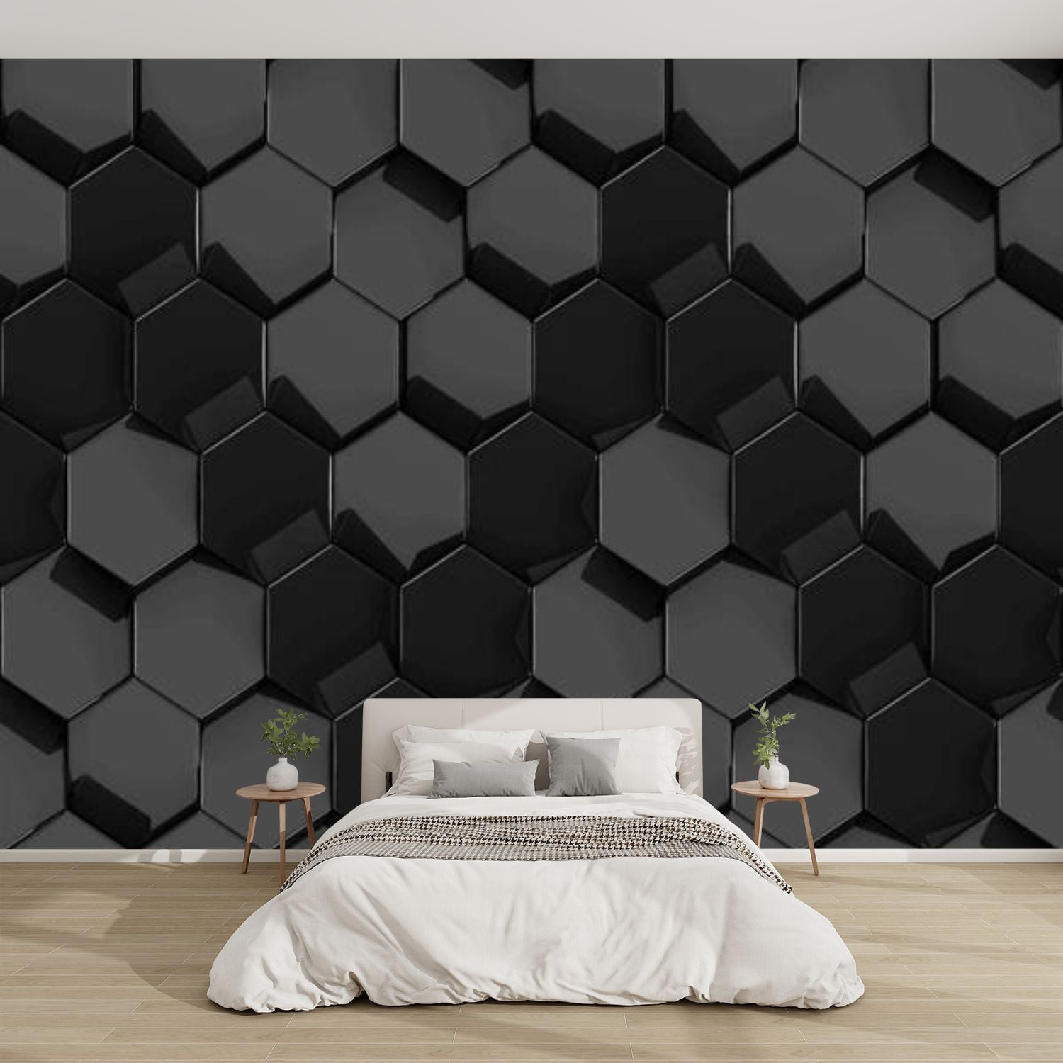 Modern Wallpaper Murals 3D A seamless black 3d hexagon mosaic ideal for ...