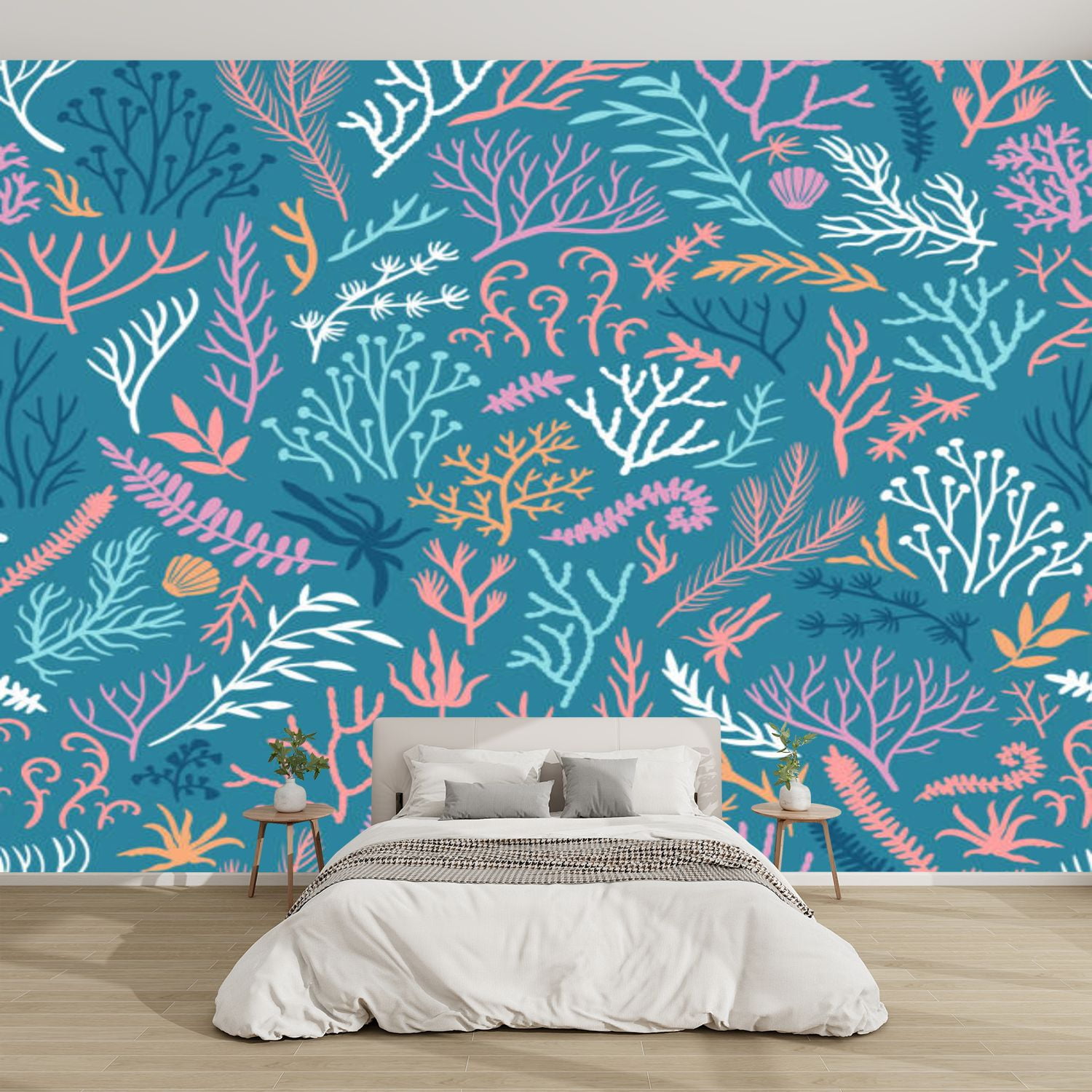 Modern Wallpaper Murals 3D seamless pattern seaweed Repeated texture ...