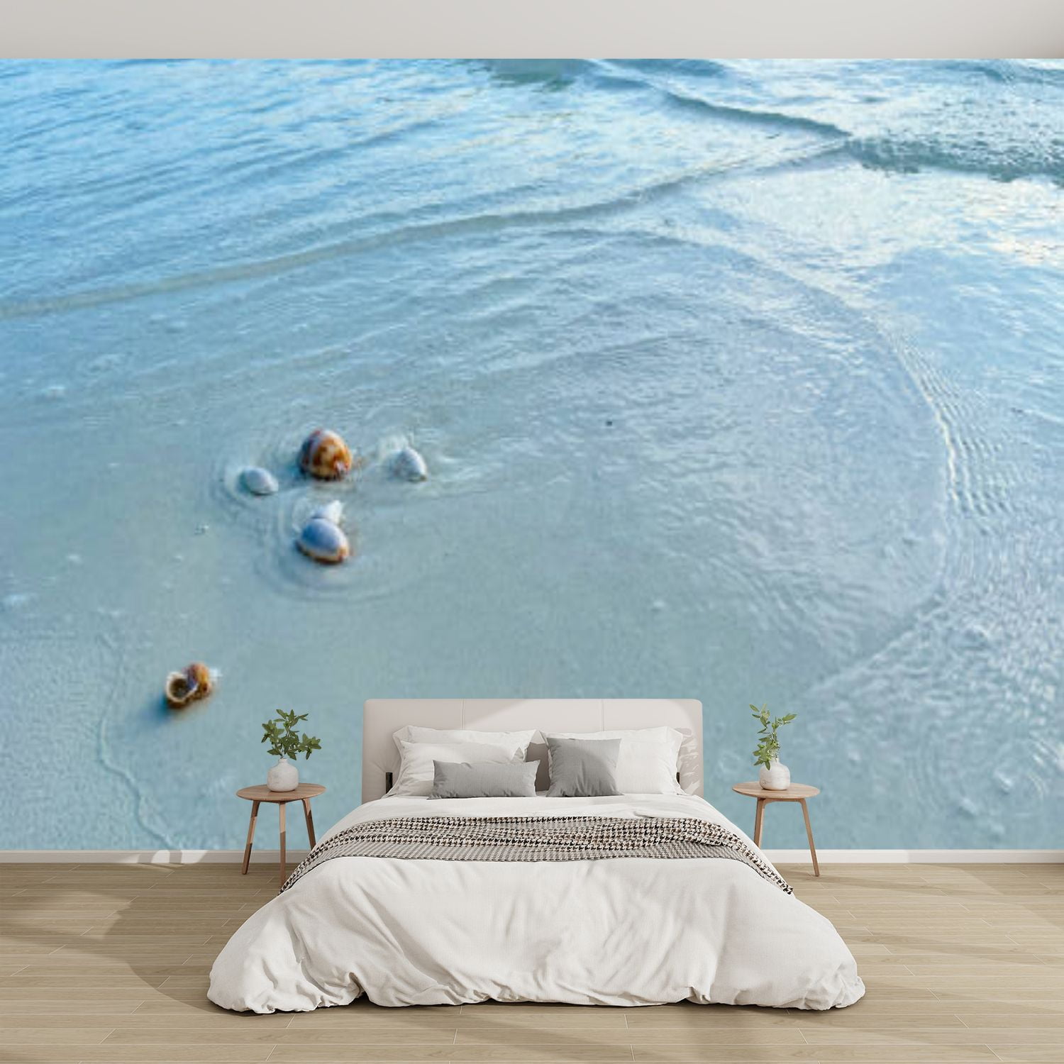Modern Wallpaper Murals 3D Some shells sand sunny Maldives beach Peel ...