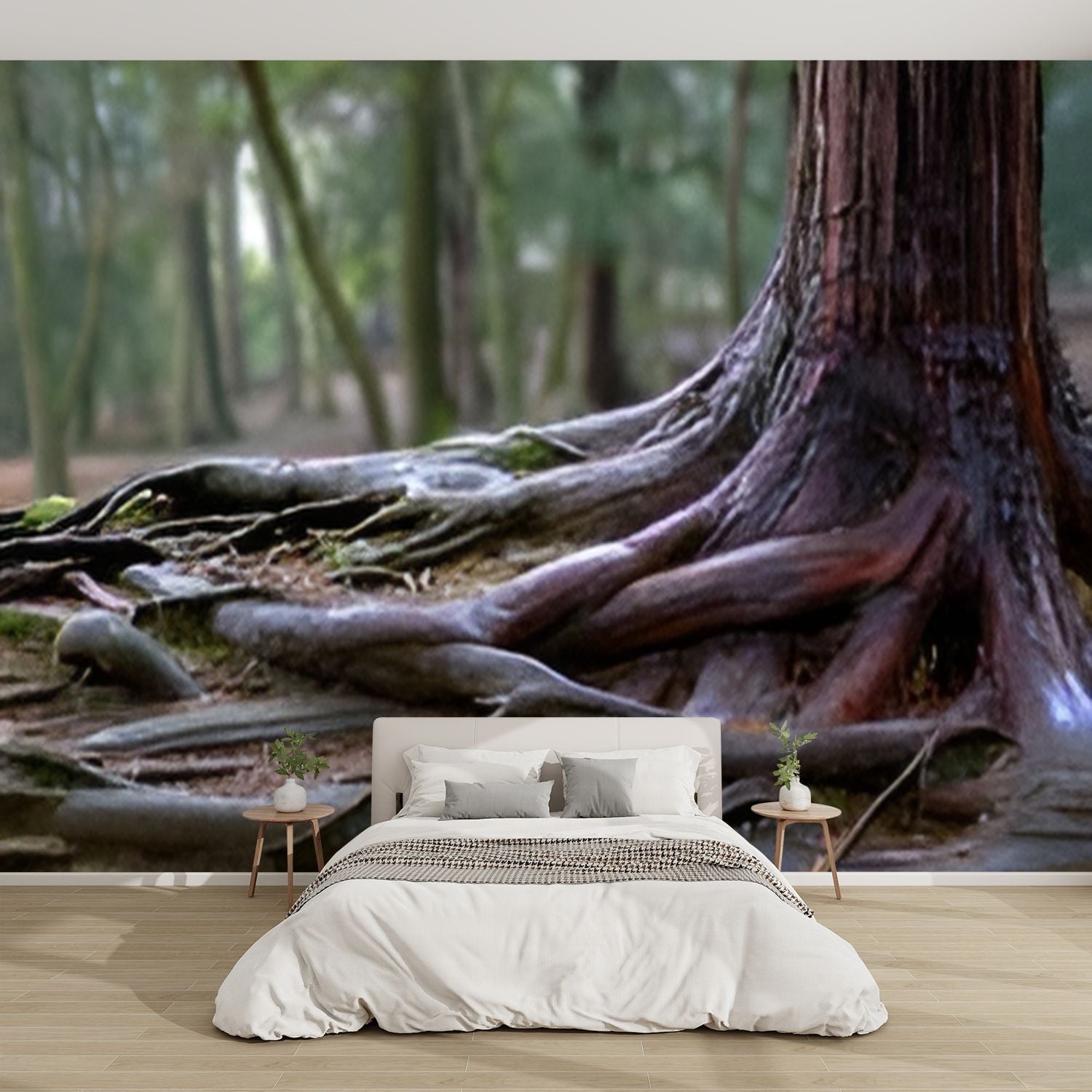 Modern Wallpaper Murals 3D tree roots green forest Peel and Stick ...