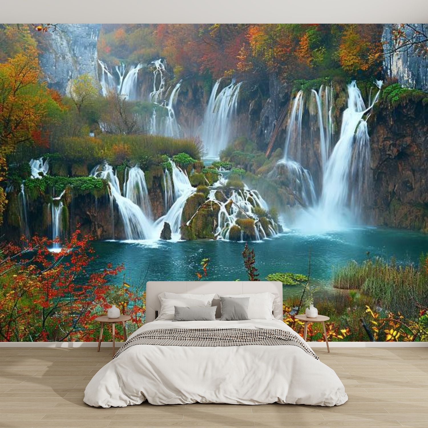 Modern Wallpaper Murals 3D The waterfalls Plitvice National Park Peel ...