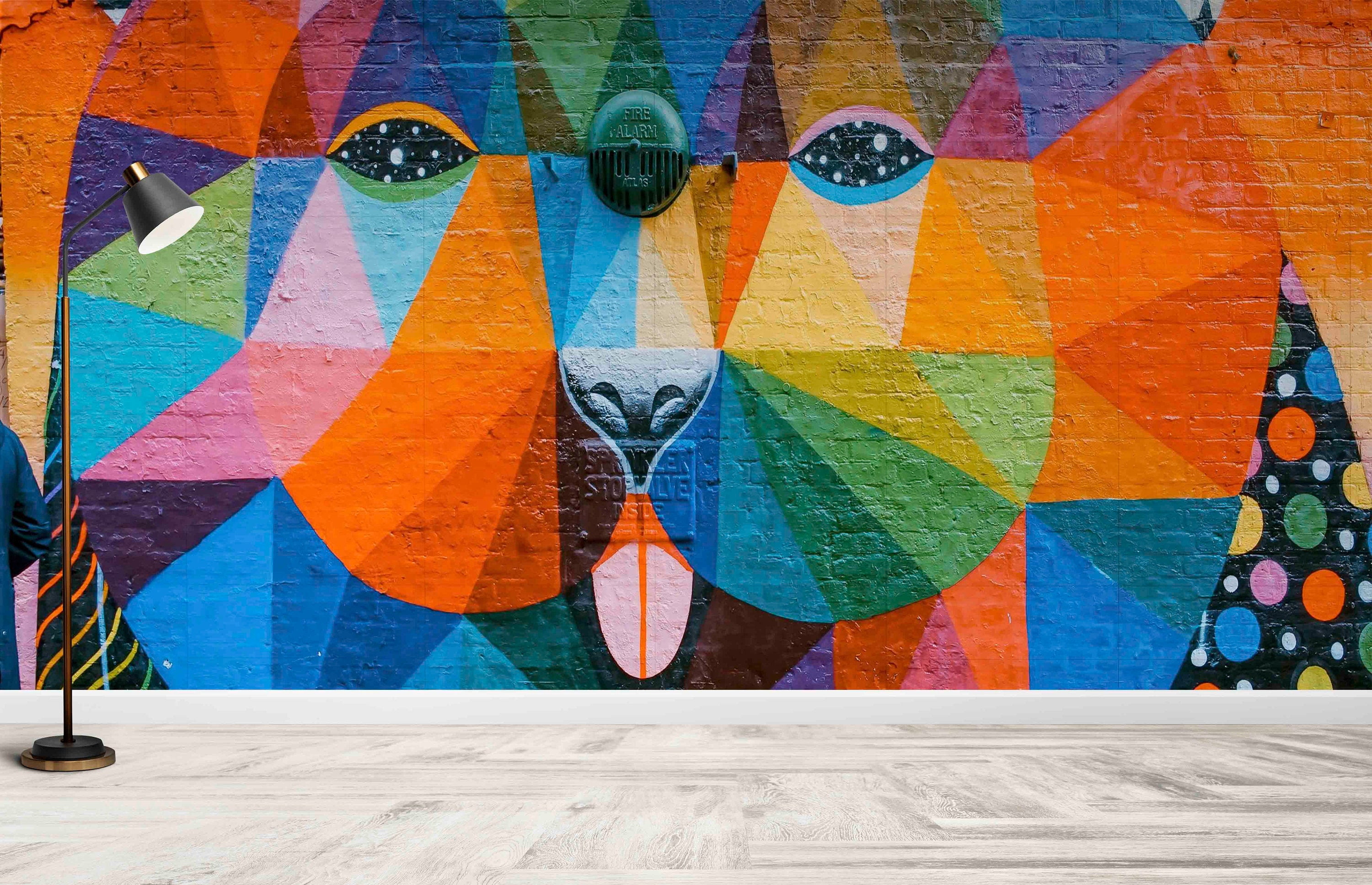 Modern Wallpaper, Paper Wall Art Bright Wallpaper, Dog Wallpaper ...