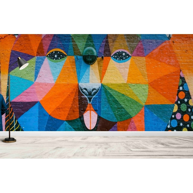 Modern Wallpaper, Paper Wall Art Bright Wallpaper, Dog Wallpaper ...
