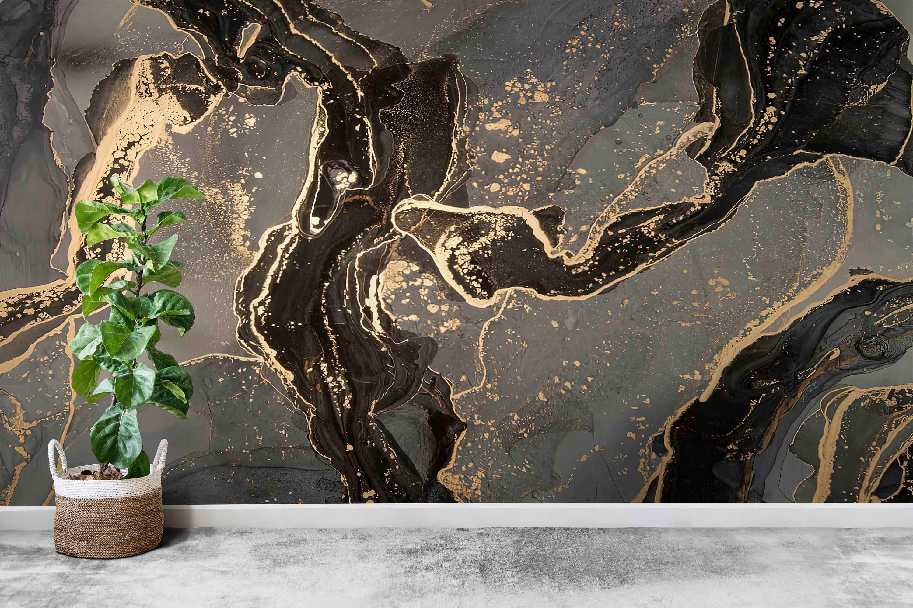 Modern Wallpaper, Paper Wall Art Gold Marble Mural, Wallpaper Wall Art ...