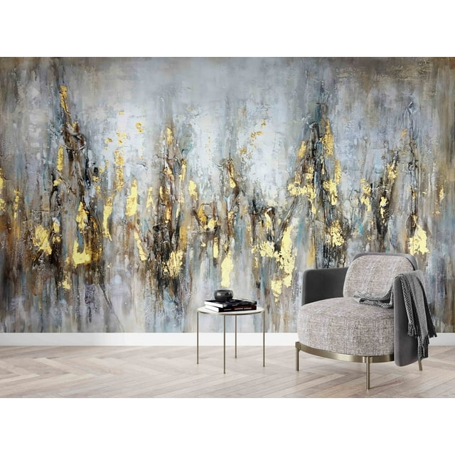 Modern Wallpaper, Soft Tones And Gold Print, Modern Abstract Wall Mural ...