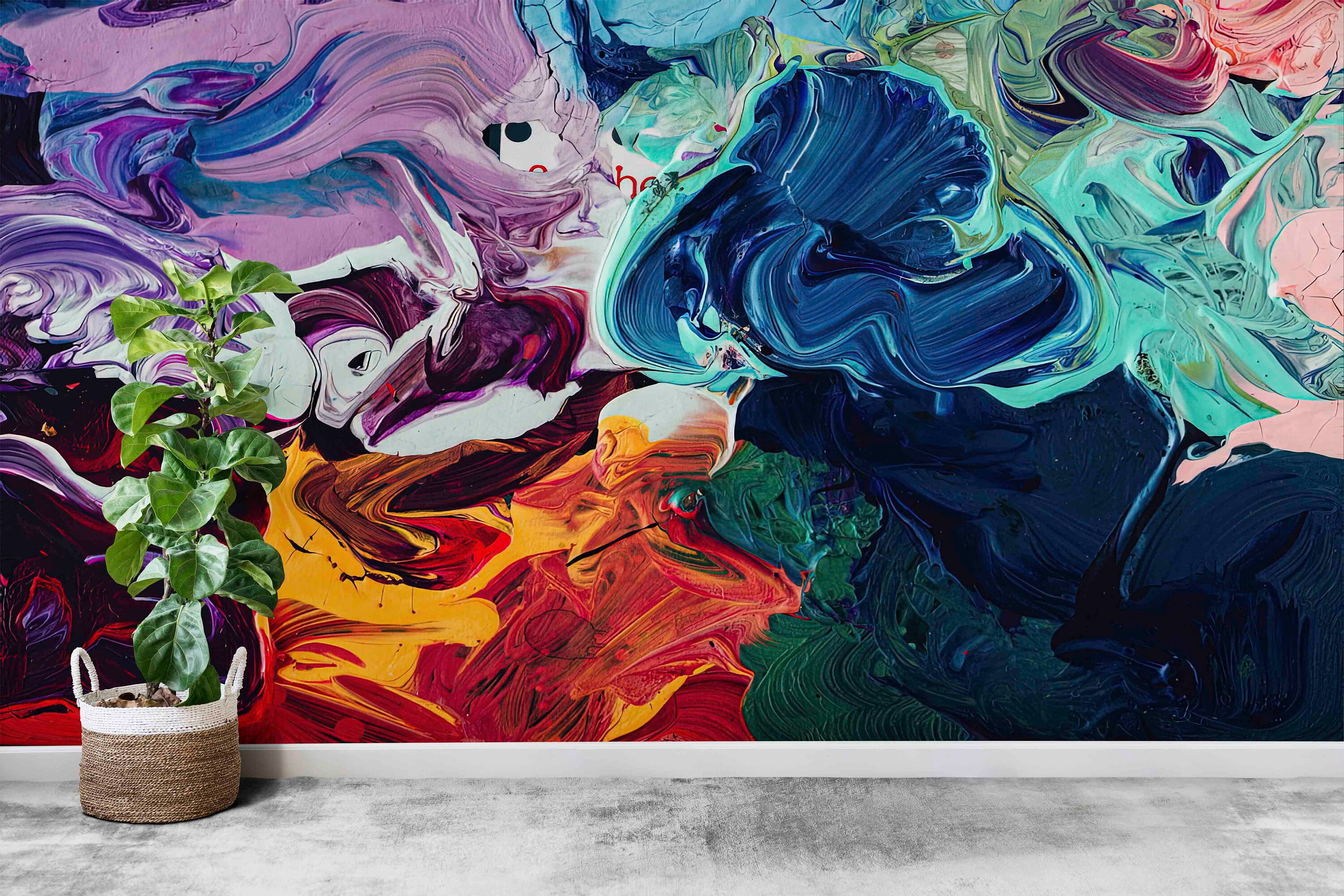 Modern Wallpaper, Wallpaper Wall Art, Acrylic Paintings Print, Colorful ...