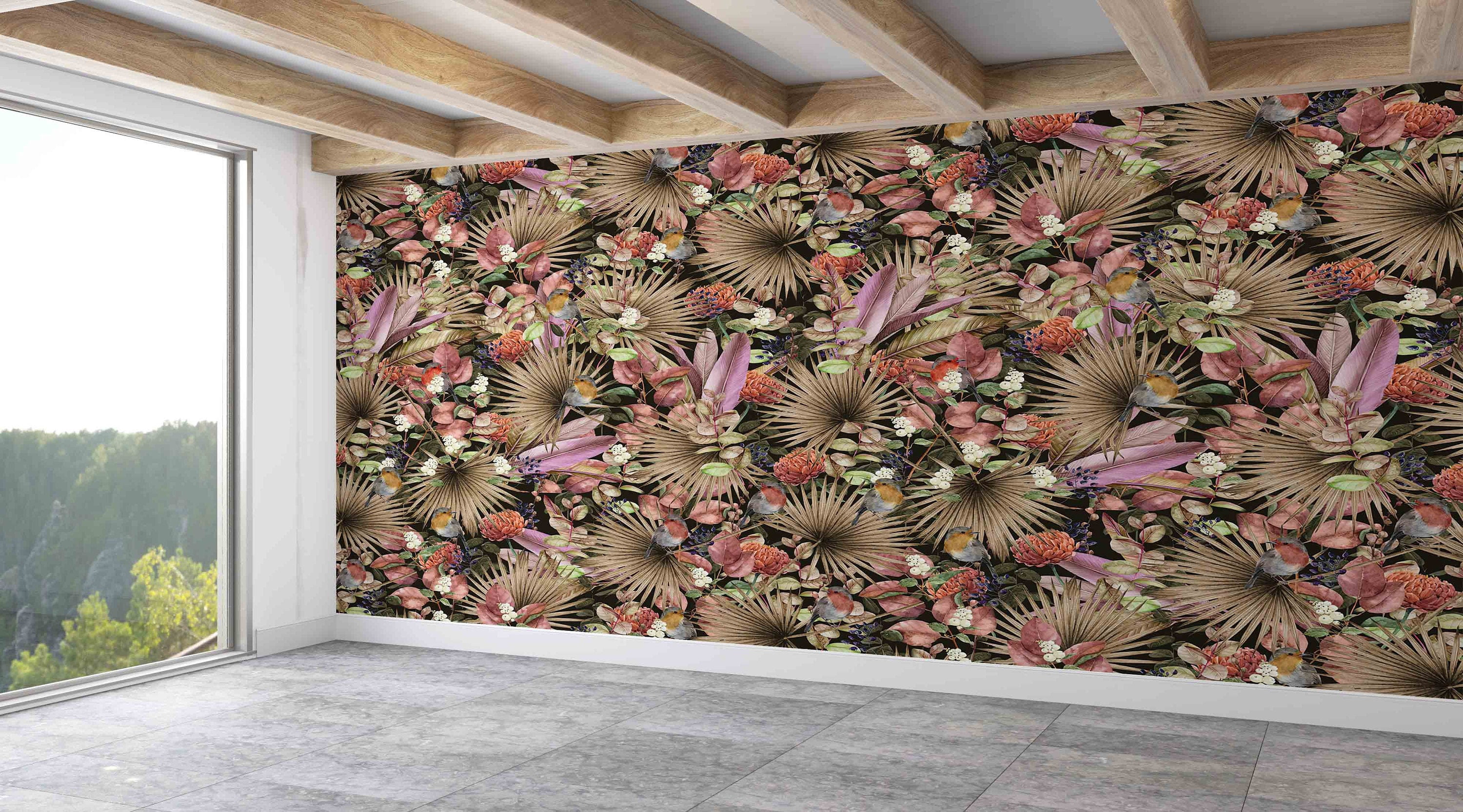 Modern Wallpaper, Wallpaper Wall Art, Botanical Plants Wall Art, Paper ...