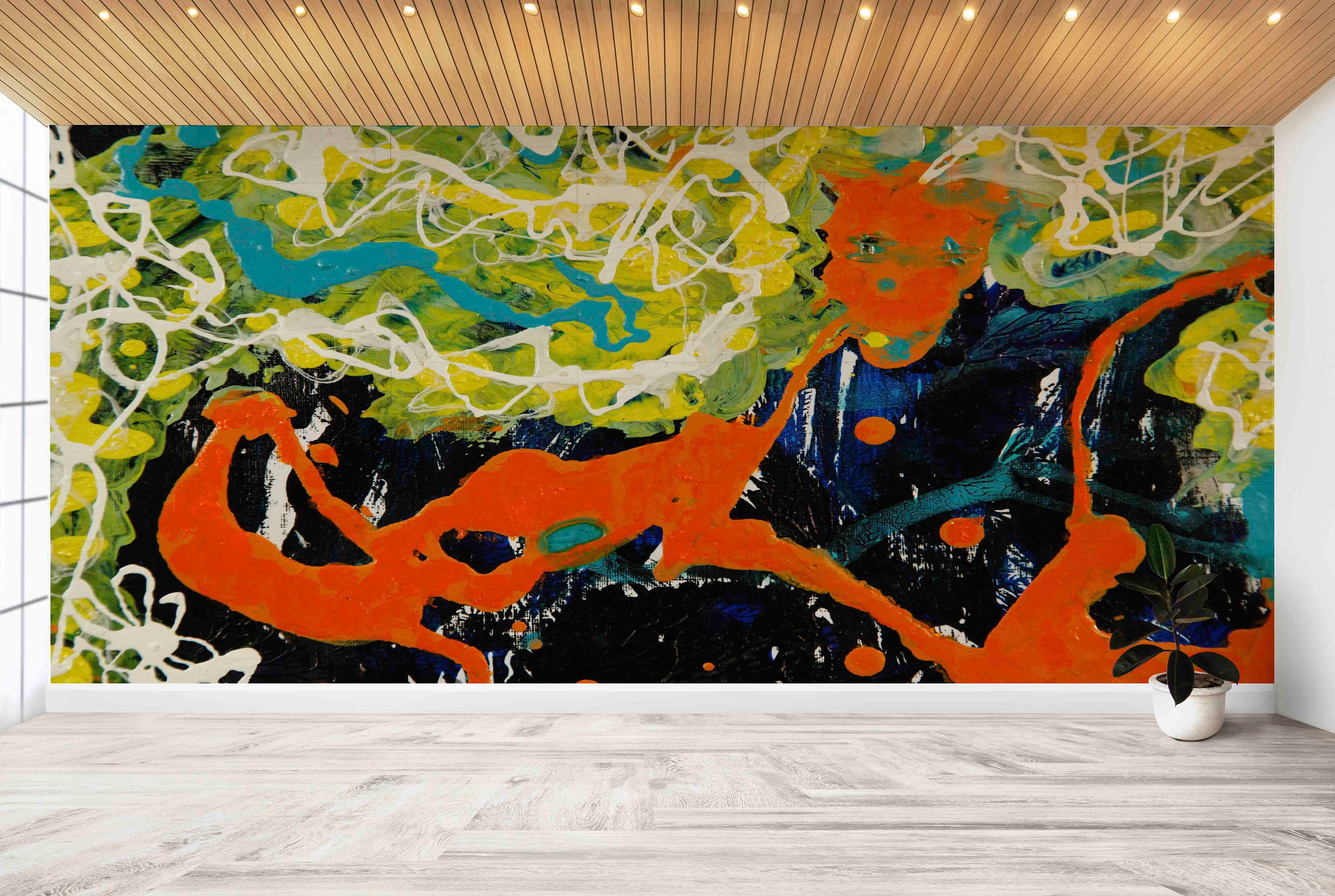 Modern Wallpaper, Wallpaper Wall Art, Paper Wall Art Oil Painting Print ...