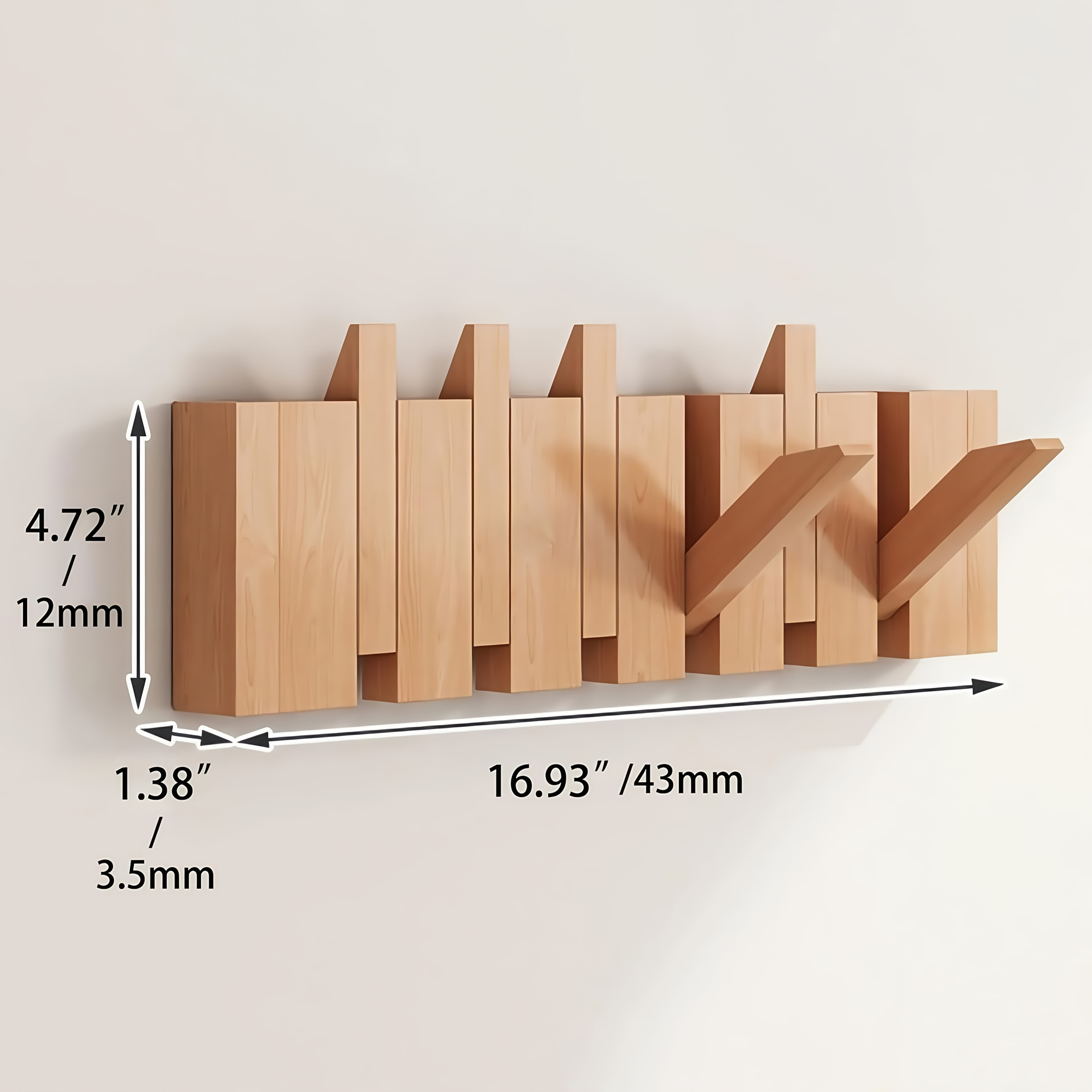 Modern Walnut Coat Rack, 10 Hooks Wall Mounted, Entryway Bedroom ...