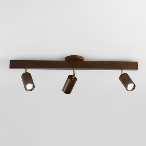 Modern Walnut Fixed LED Track Lighting Fixture - 350°+90° Directional ...