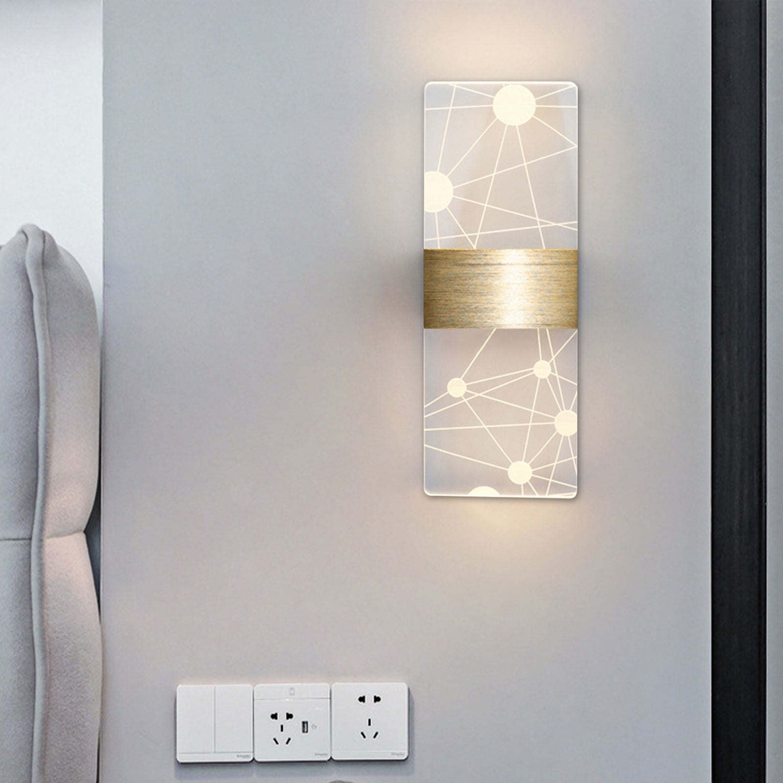 Modern Warm Led Wall Light, Acrylic Wall Light, Indoor Golden Wall ...