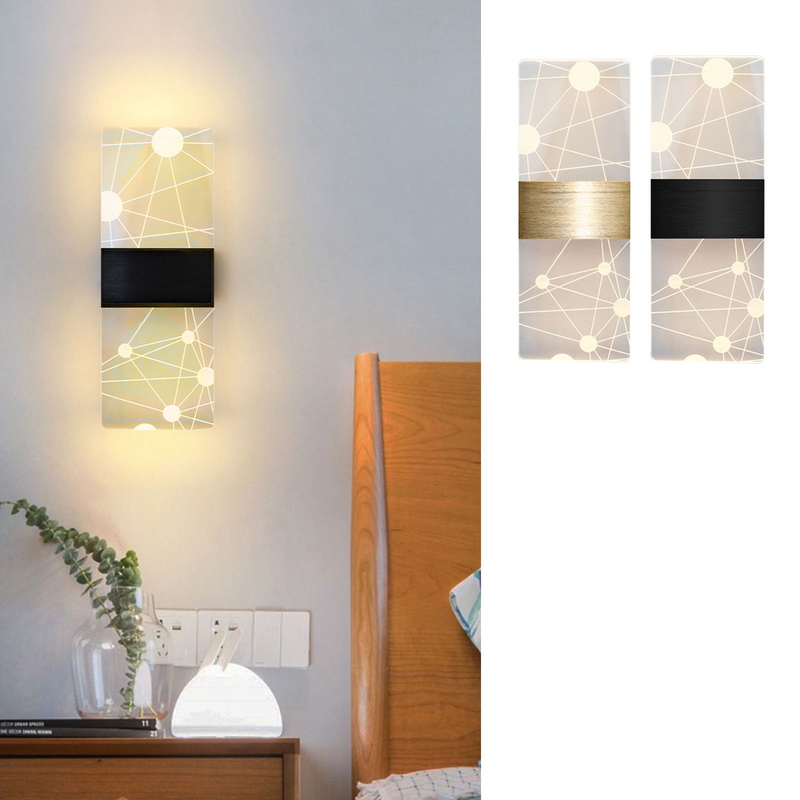 Modern Warm Led Wall Light, Acrylic Wall Light, Indoor Golden Wall Light for Living Room Bedroom ...