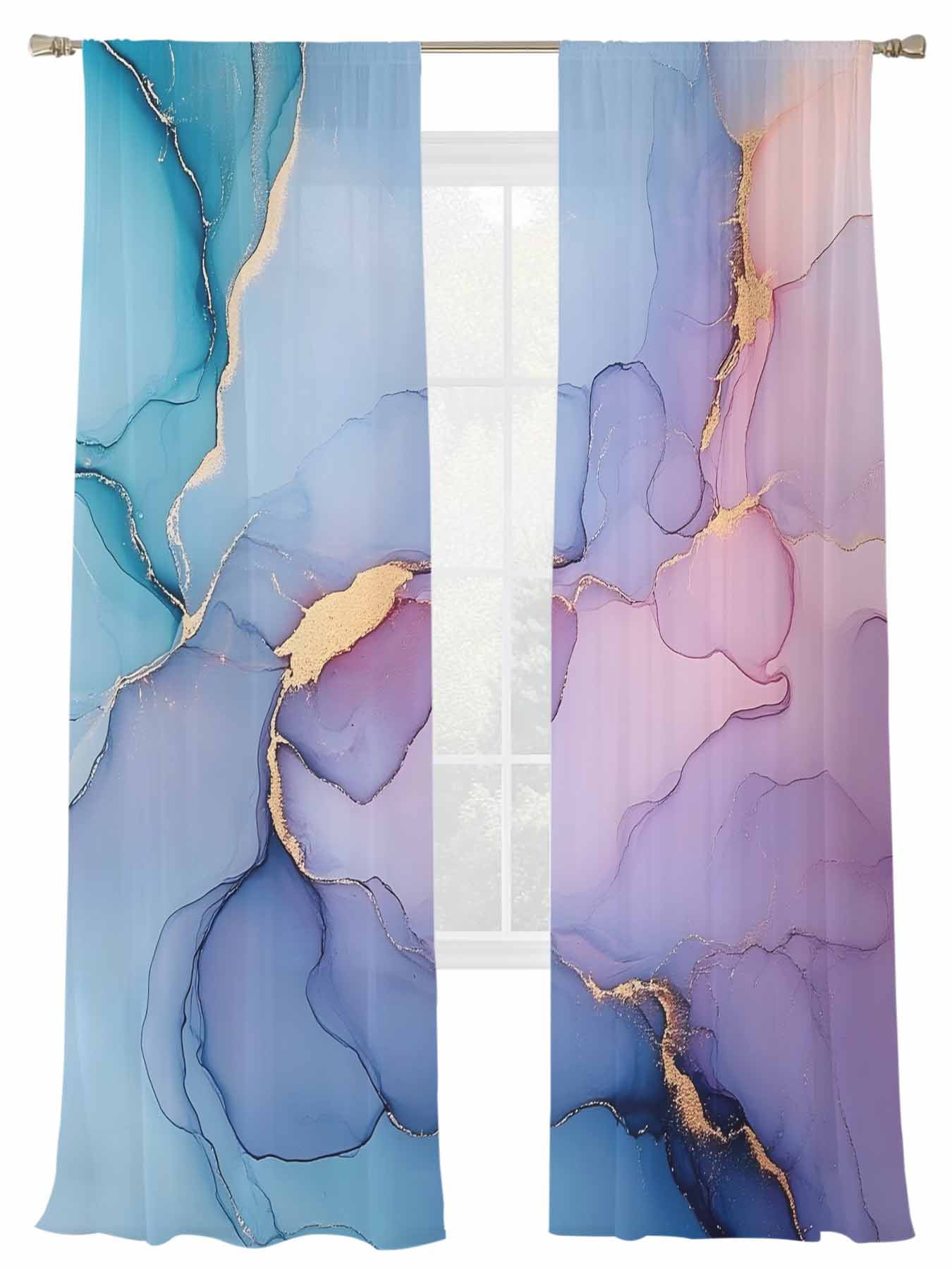 Modern Water Ripple Sheer Curtains for Living Room Bedroom, Light ...