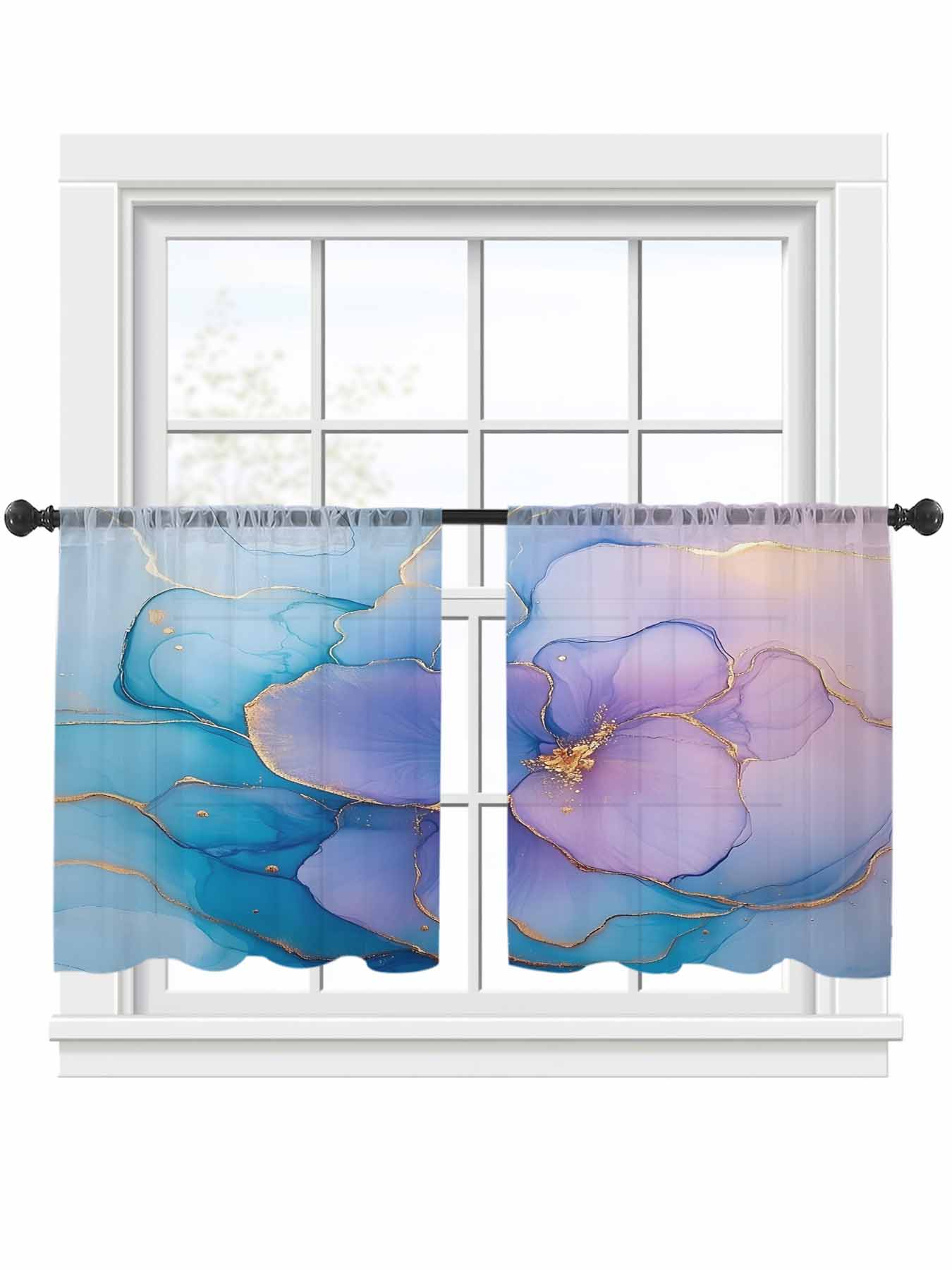 Modern Water Ripple Sheer Curtains for Living Room Bedroom, Light ...