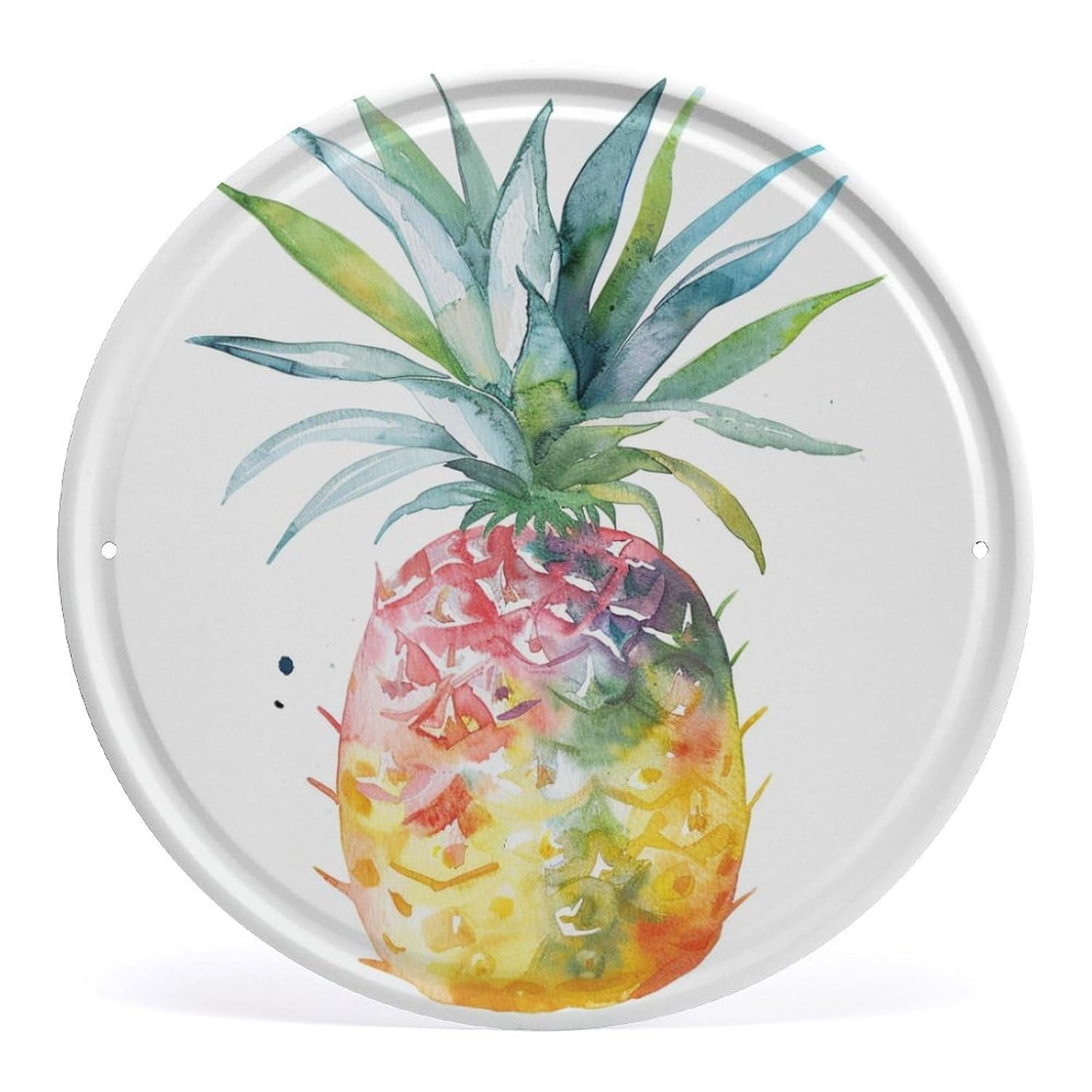 Modern Watercolor Pineapple Round Metal Tin Sign Pineapple Summer Fresh ...