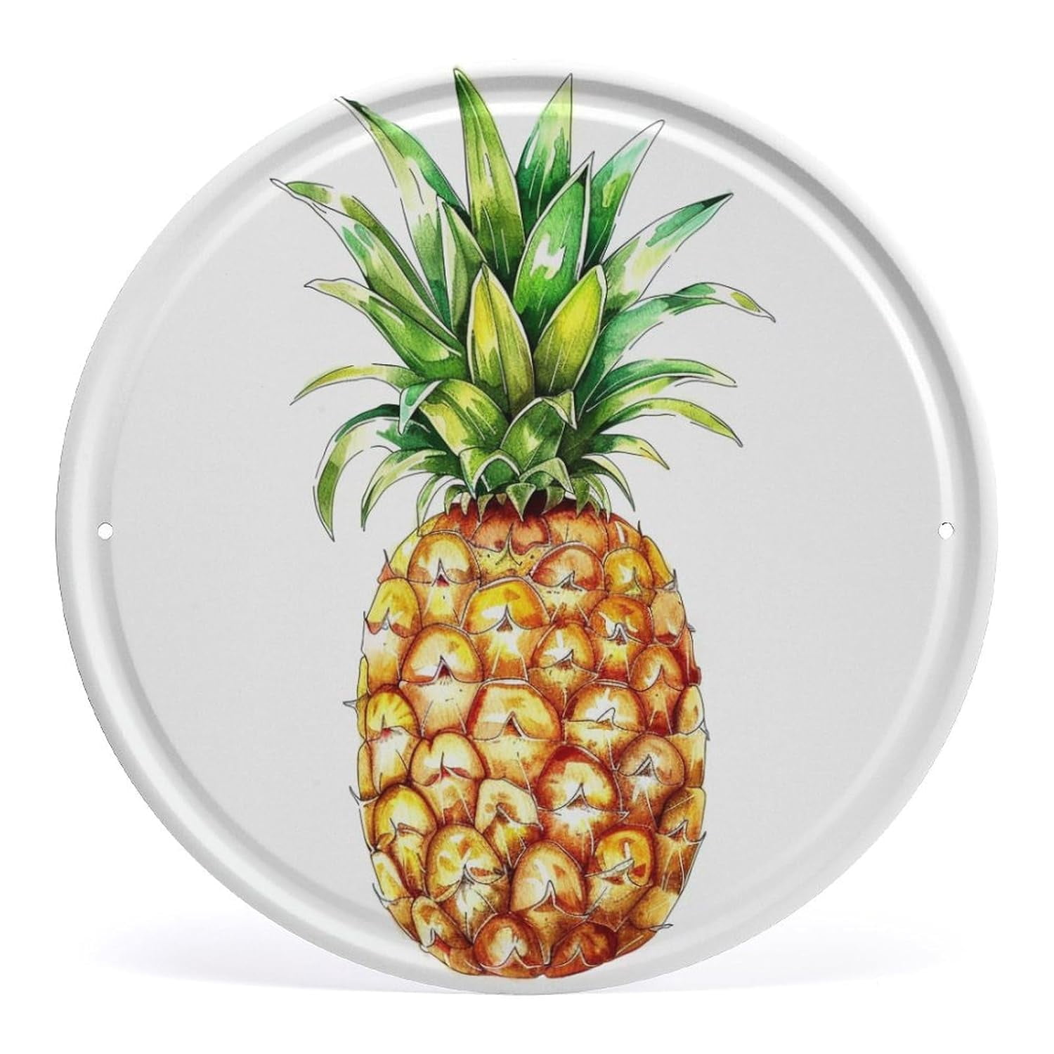 Modern Watercolor Pineapple Round Metal Tin Sign Summer Life Themed Art ...