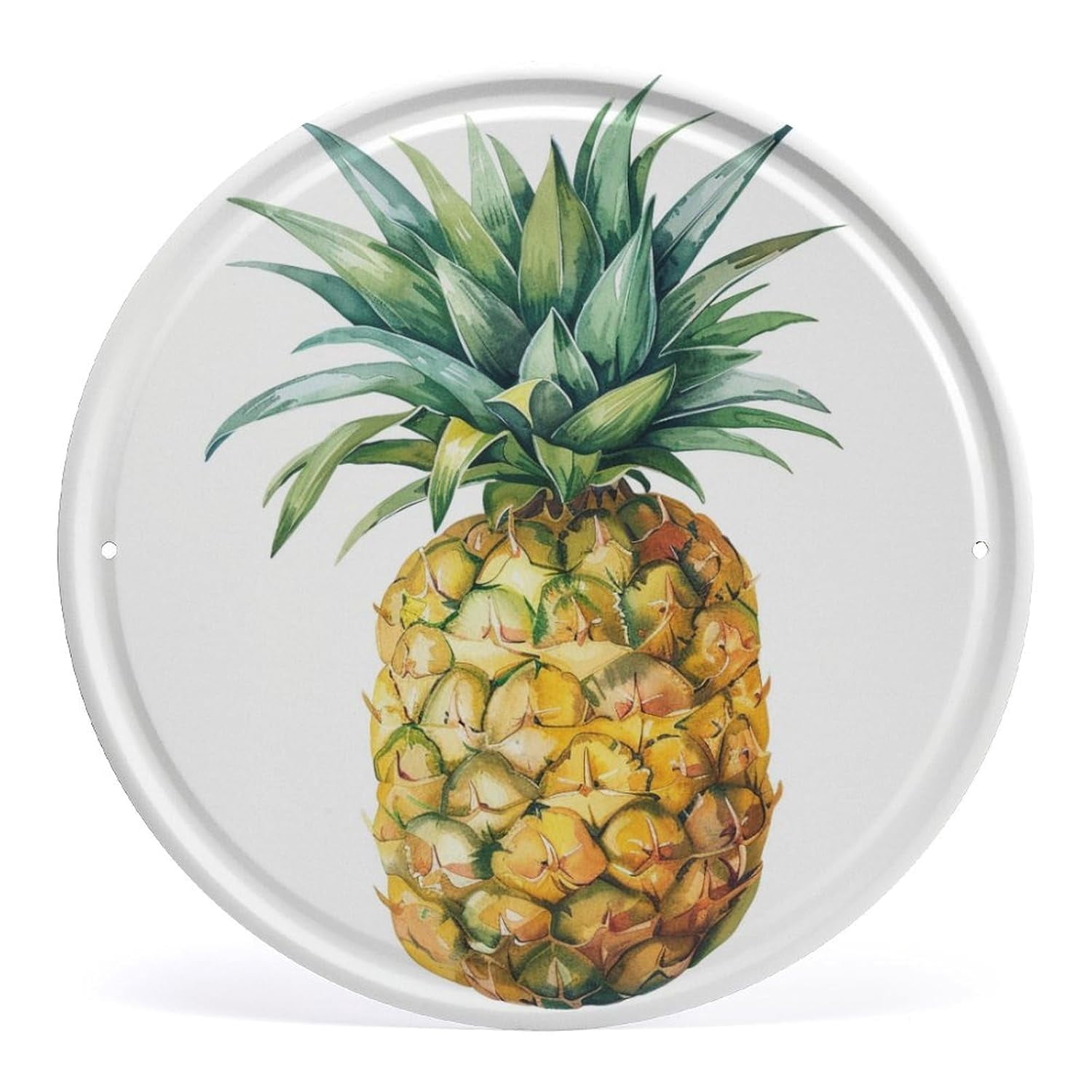Modern Watercolor Pineapple Round Tin Sign Tropical Fruit Aluminum ...