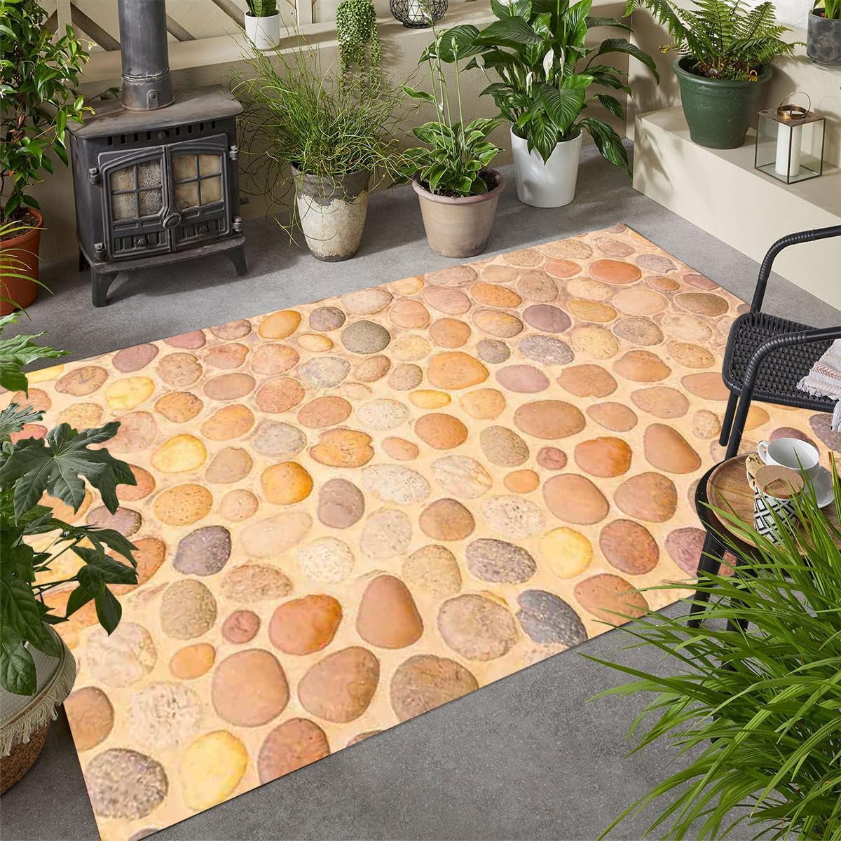 Modern Waterproof Indoor Outdoor Area Rug for Patio Deck Balcony Porch Garden Non Slip Washable ...