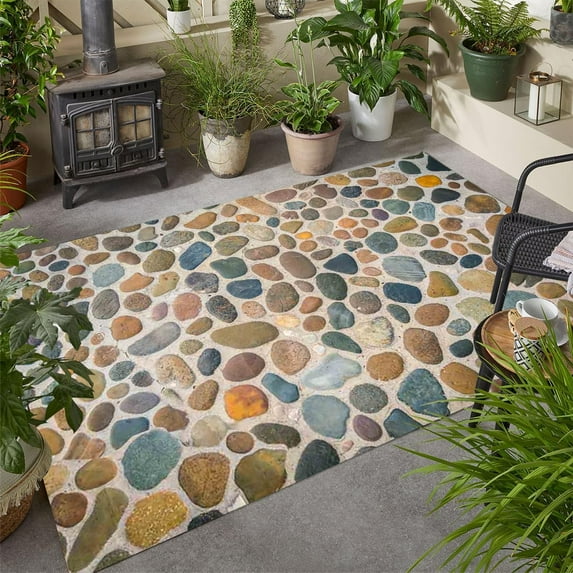 Modern Waterproof Indoor Outdoor Area Rug for Patio Deck Balcony Porch ...
