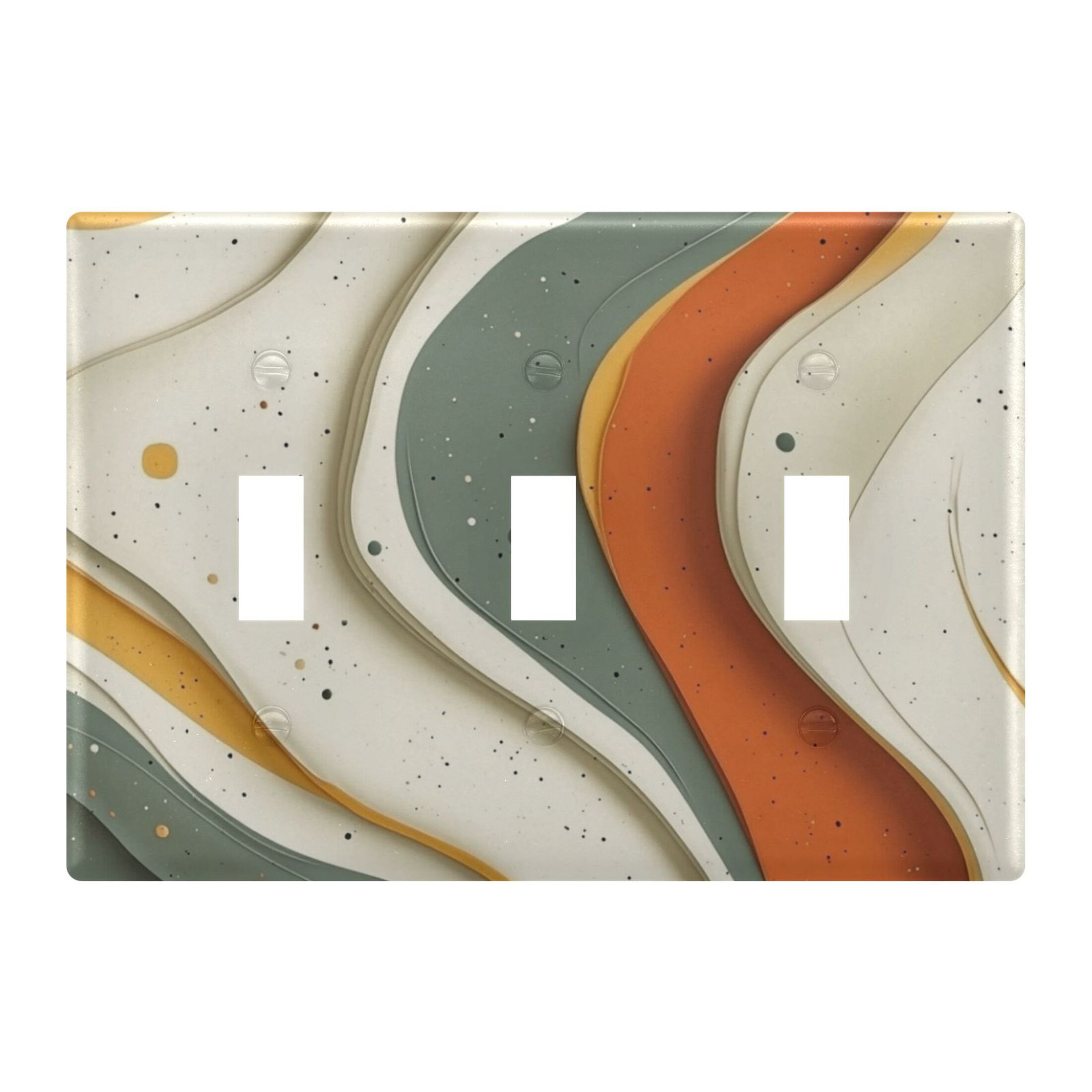 Modern Wave Art Light Switch Cover Decorative 3 Gang Wall Plate Toggle ...