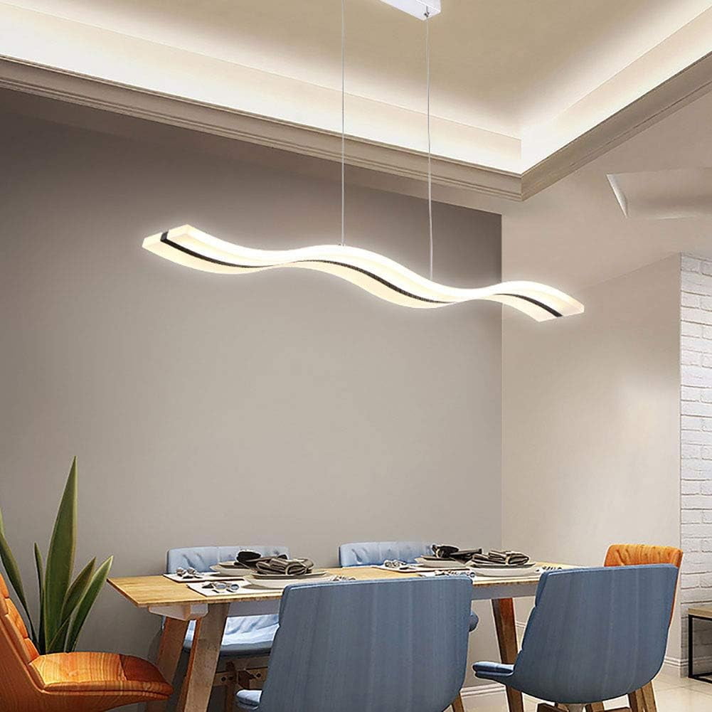 Modern Wave LED Pendant Light Dimmable Fixture, Acrylic LED Pendant ...