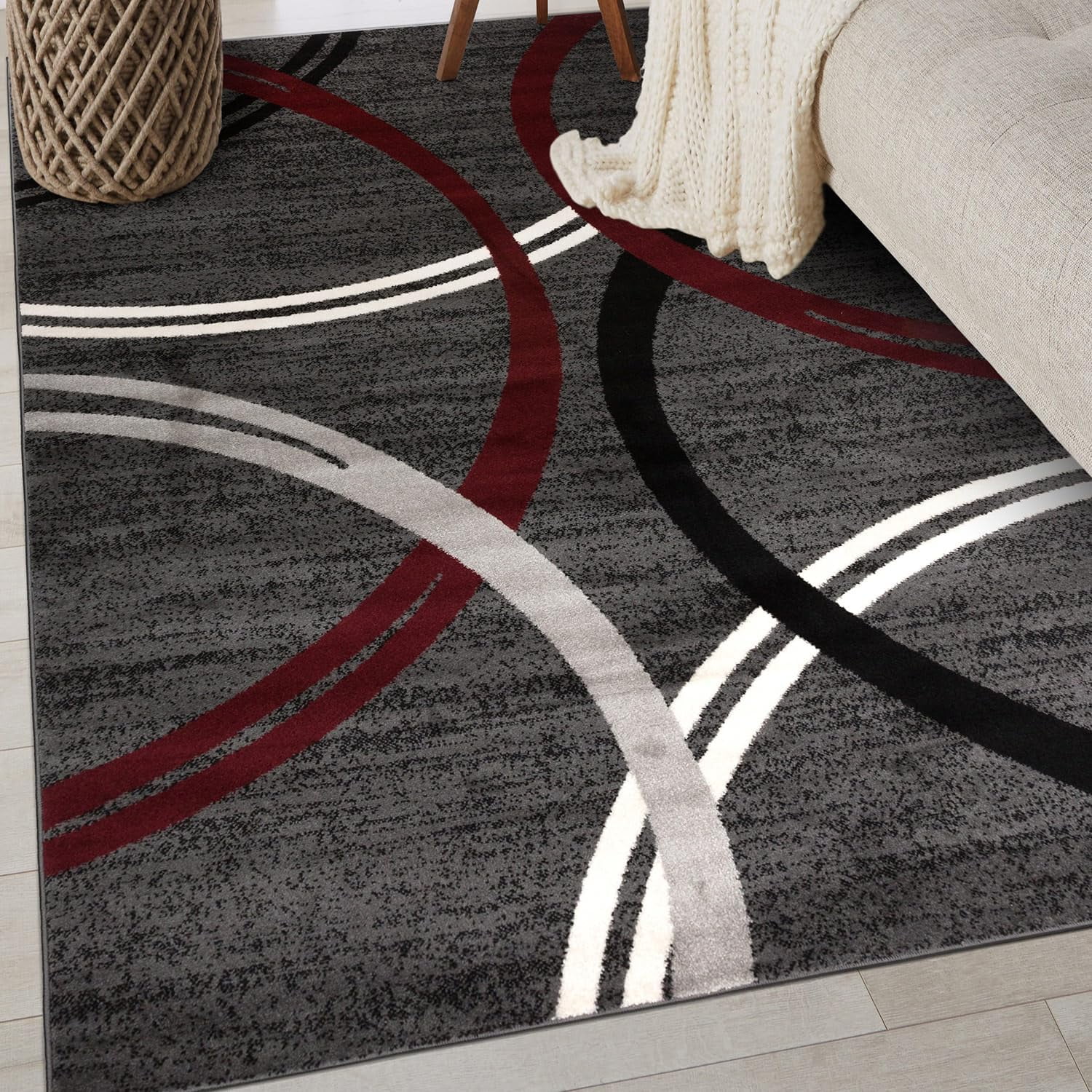 Modern Wavy Circles Design Area Rug 4' X 6' Red - Walmart.com