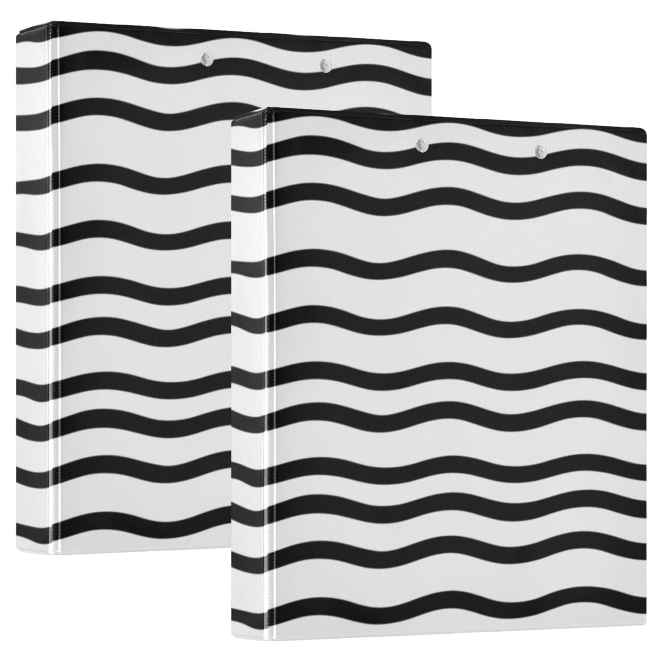 Modern Wavy Pattern 12.4x10.6in PVC Round Ring Binders, 2-Pack, D-Ring ...