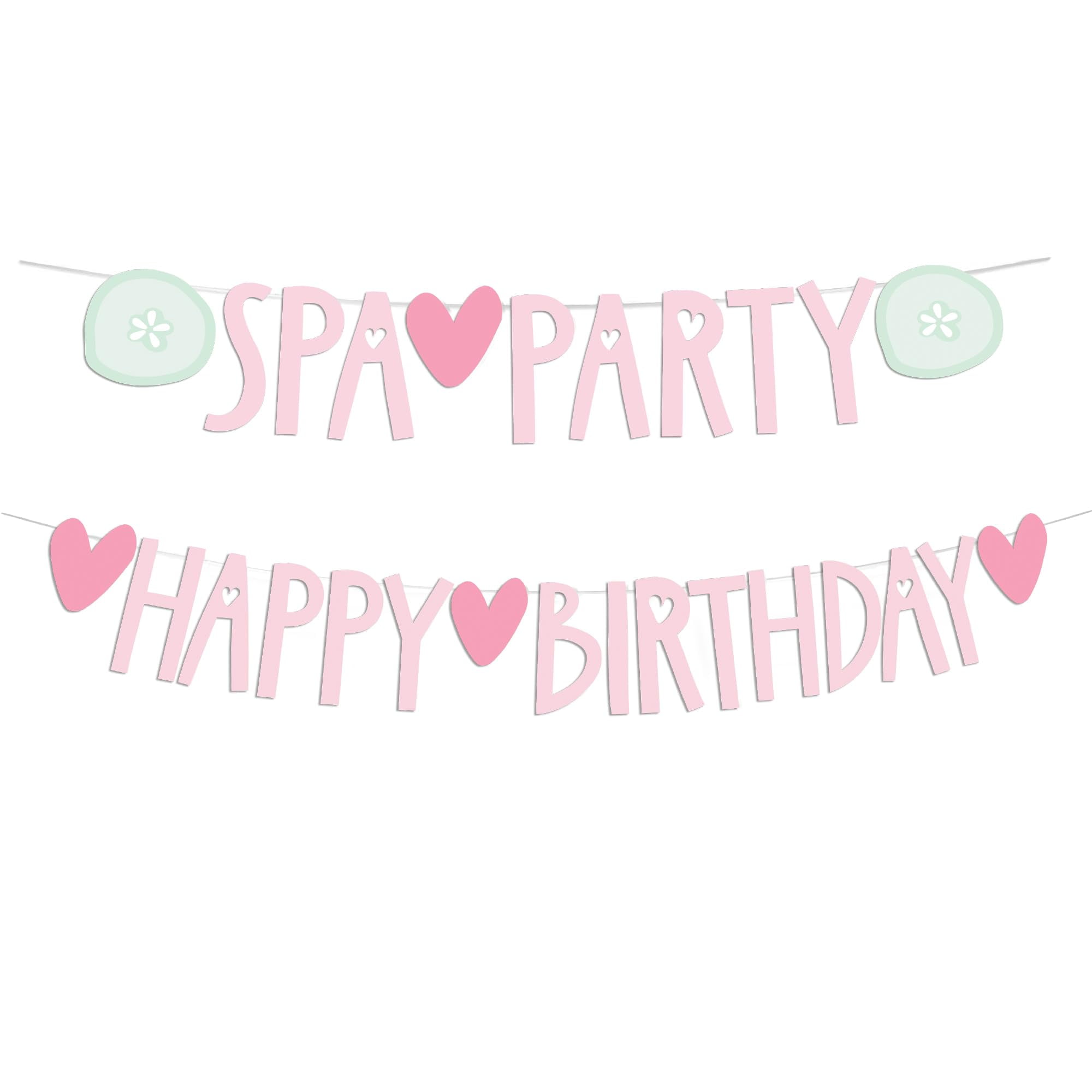 Modern Whimsy Spa Party DHF10 Banner & Pink Happy Birthday Banner Set ...