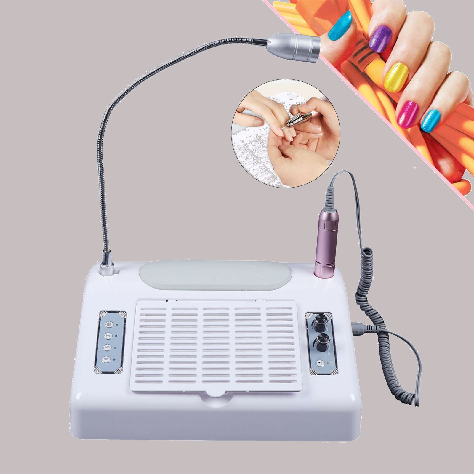 Modern White 5-in-1 Electric Nail Drill Machine for Most Nail Adhesives on The Market Multi ...