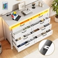 Modern White 8 Drawer Dresser with LED Lights & Power Outlet - Wide ...
