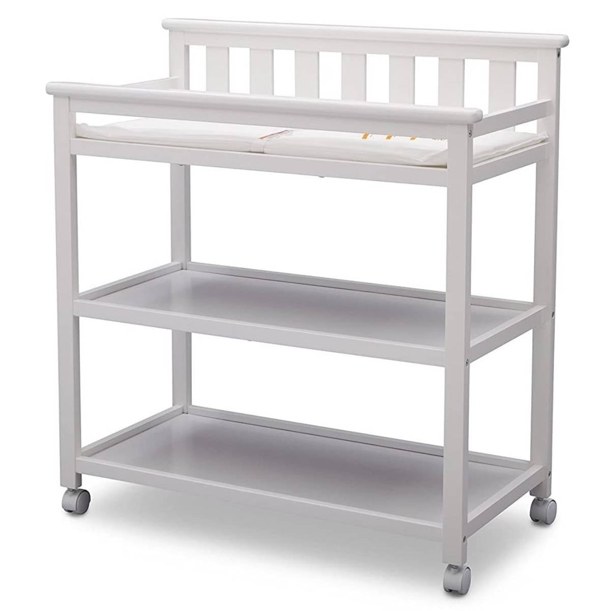 Modern White Baby's First 2 Shelf Changing Table with Wheels - Walmart.com